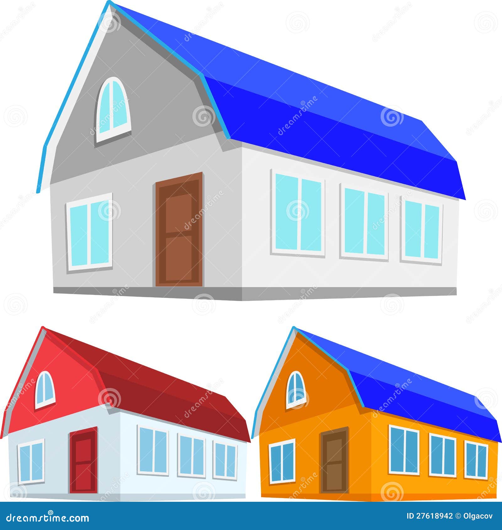 Vector Set of Colored Houses Stock Vector - Illustration of outside ...