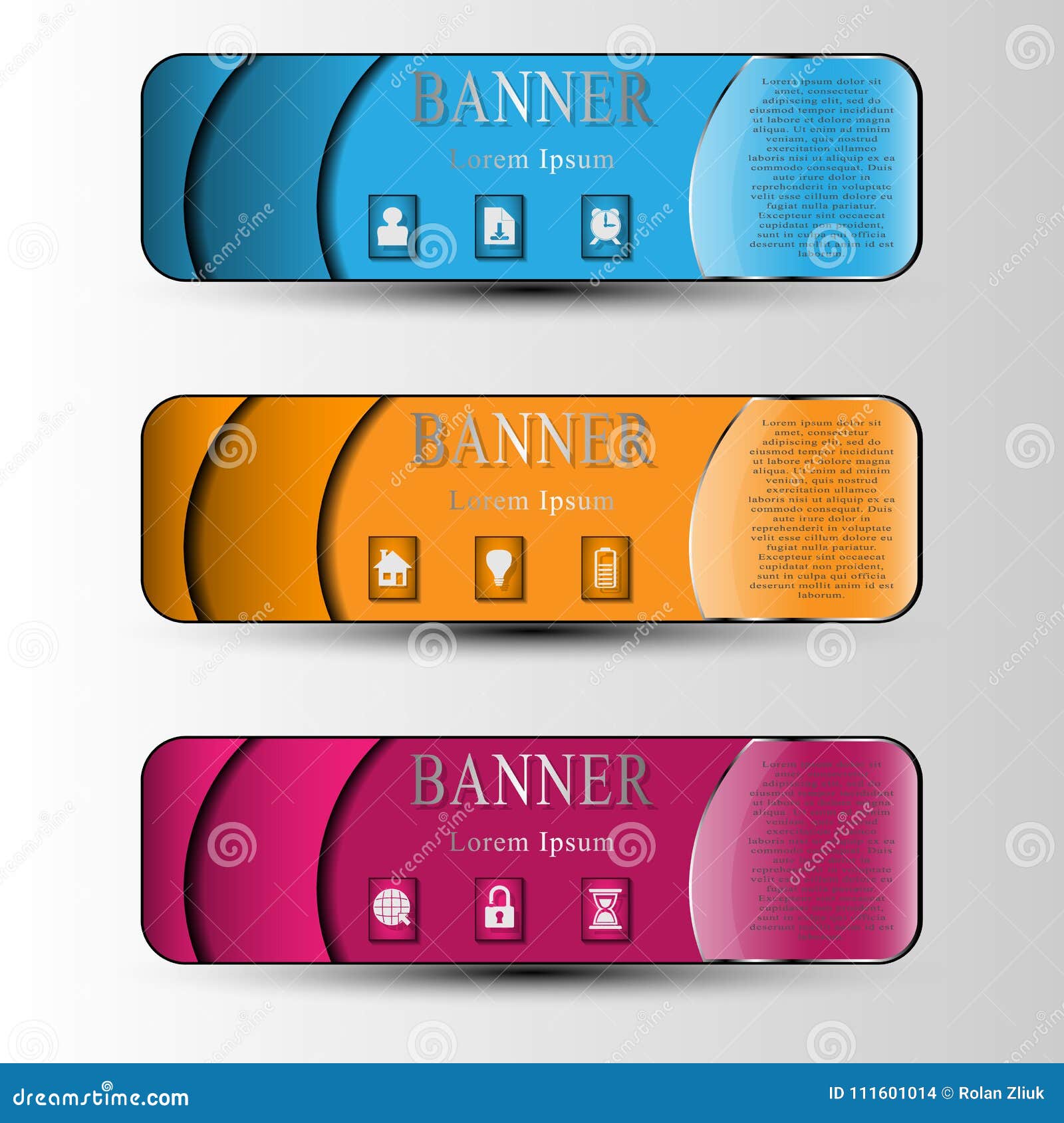 The Vector Set of Colored Info Graphic Banners with Different Symbol ...