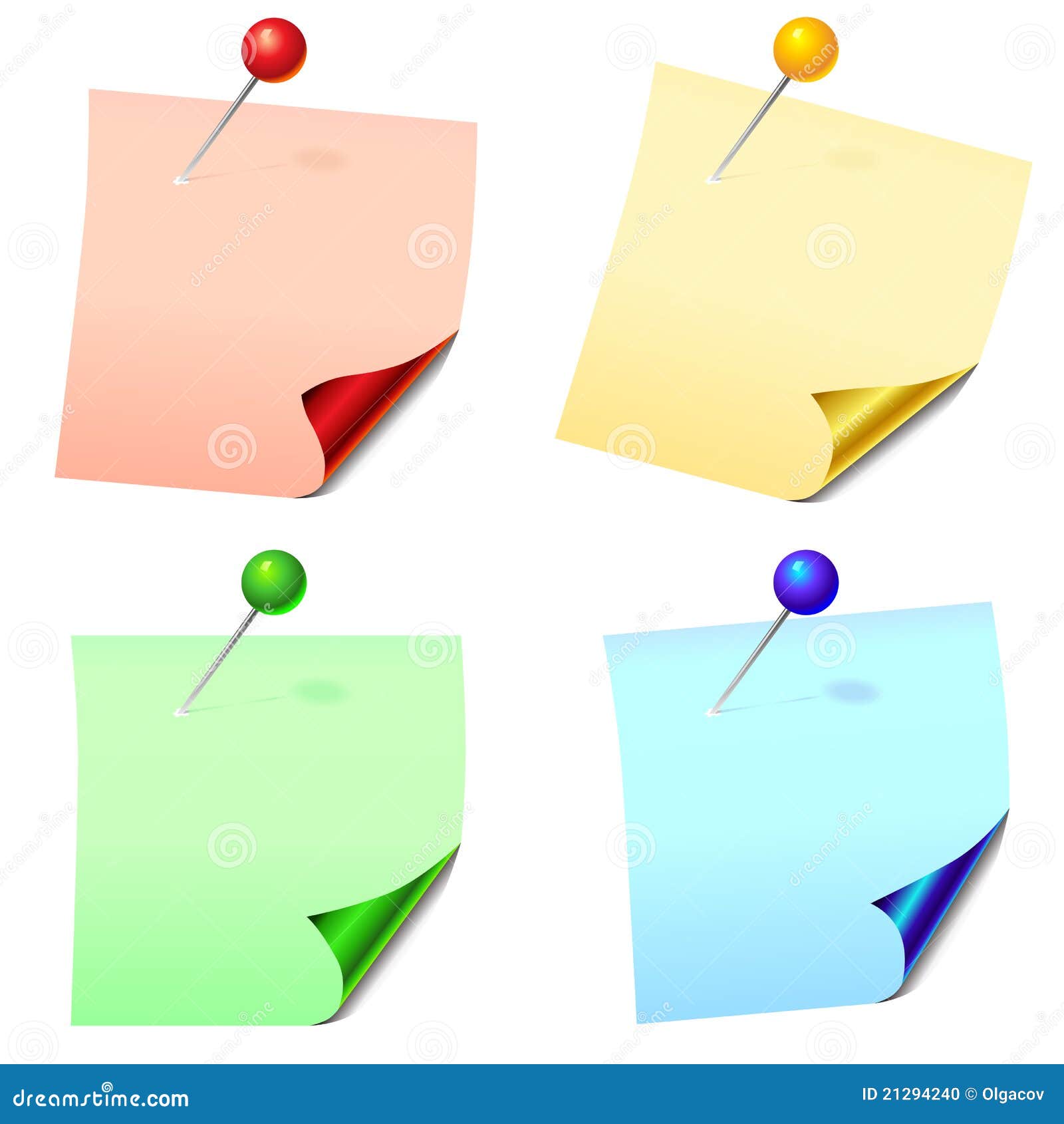 Vector Set of Colored Labels Pinned with Pins Stock Vector ...