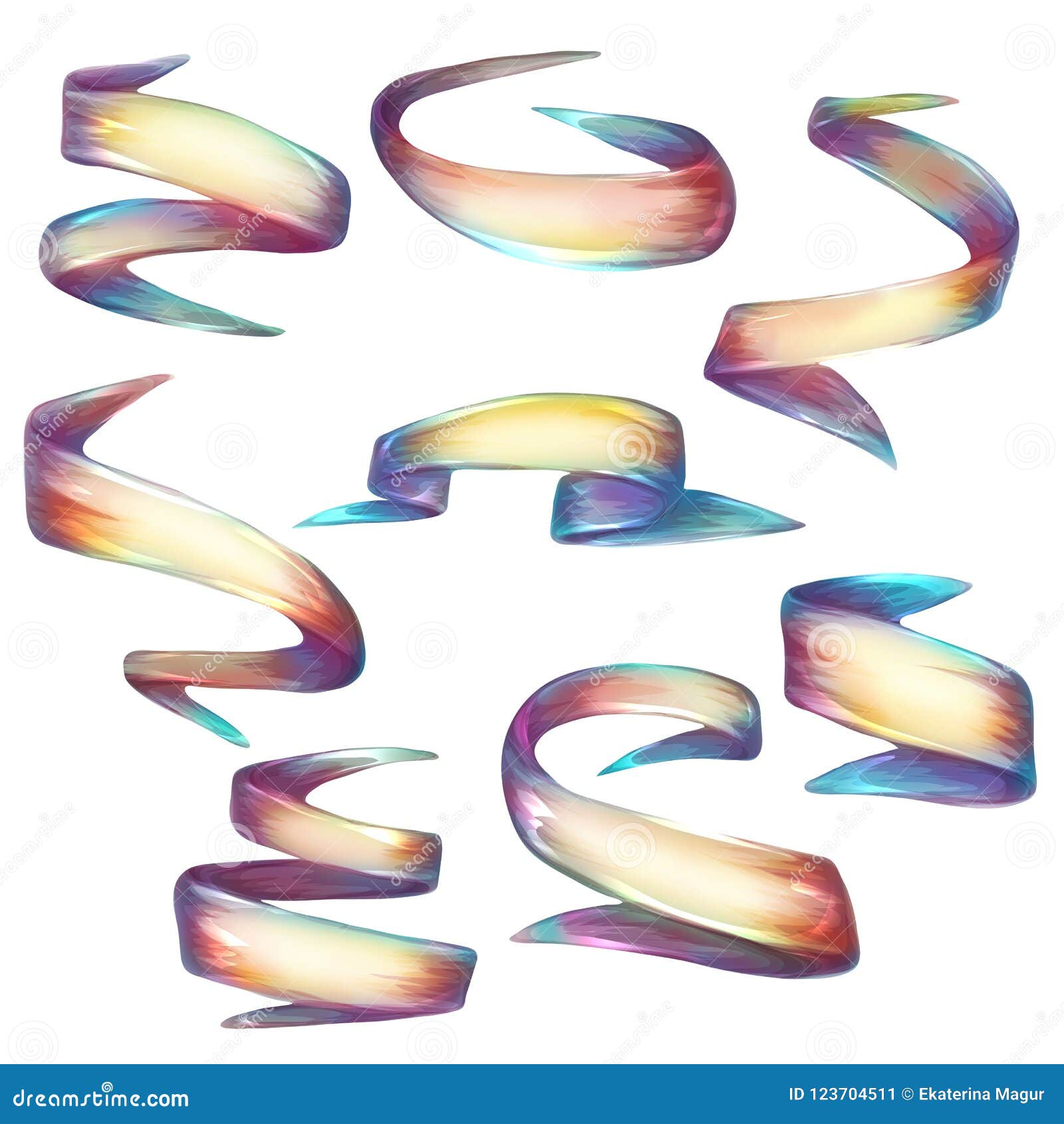 Vector Set of Colored Ribbons on Transparent Background Stock Vector ...