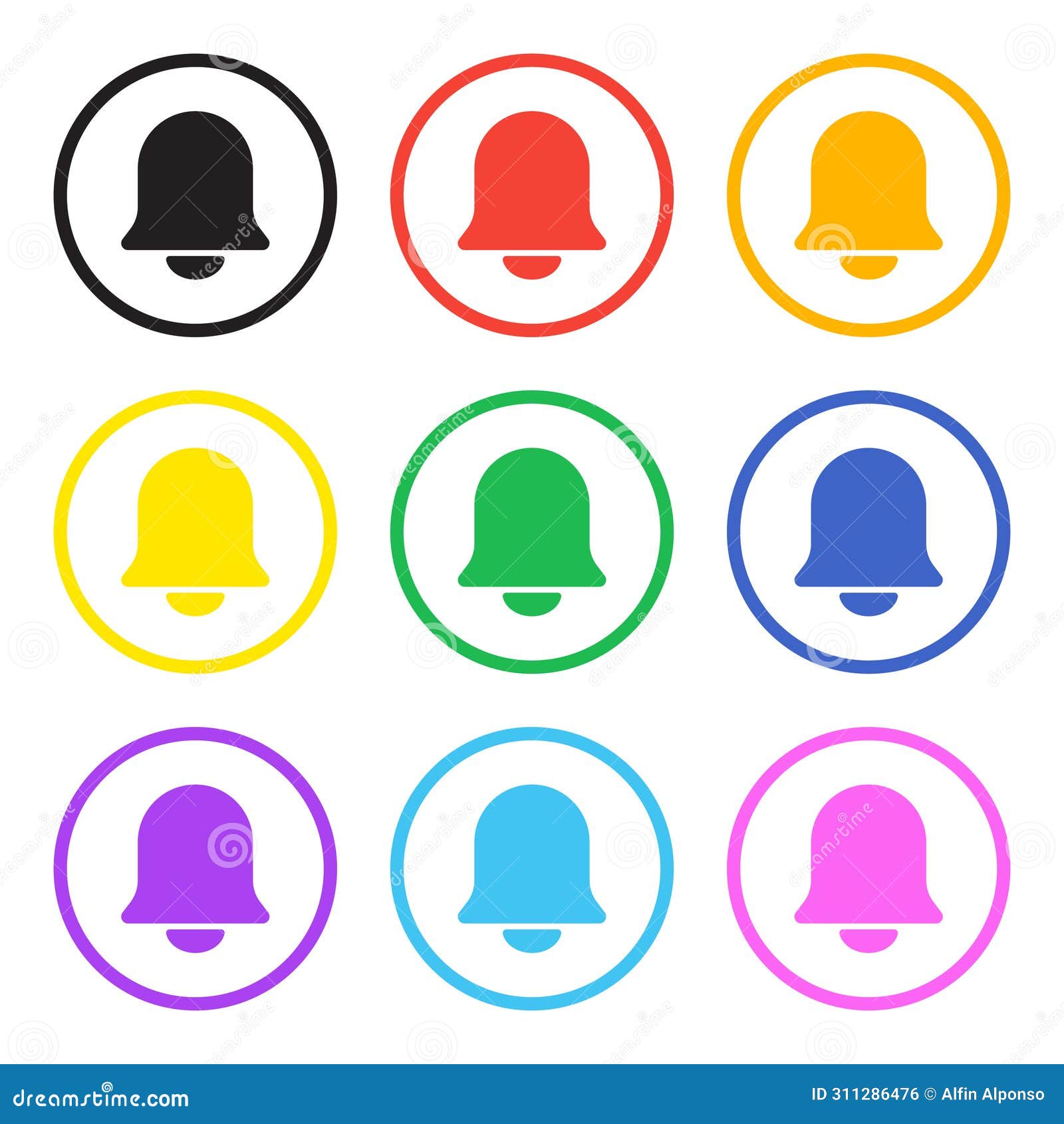 Vector Set of Colorful Bells Stock Vector - Illustration of graphic ...