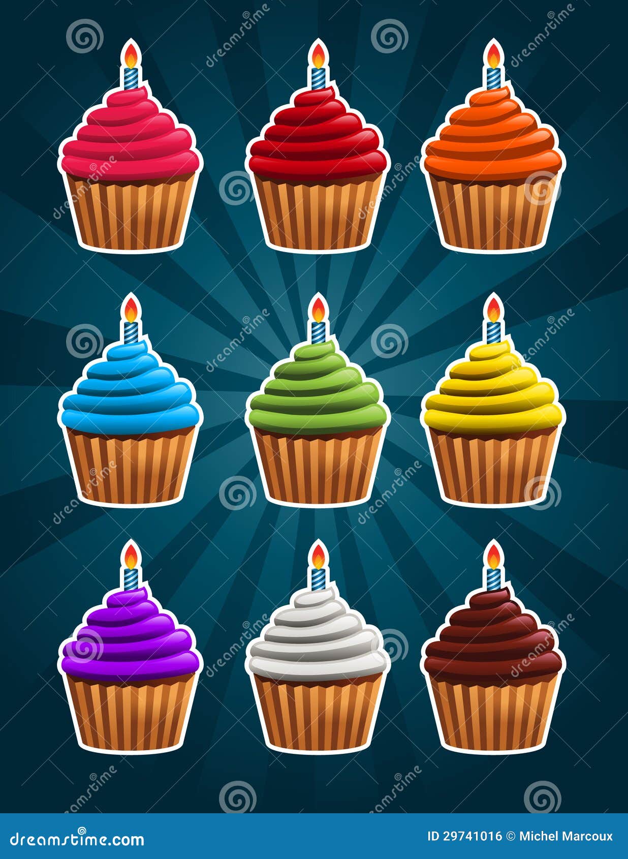 Vector Birthday Cupcakes stock vector. Illustration of birthday - 29741016