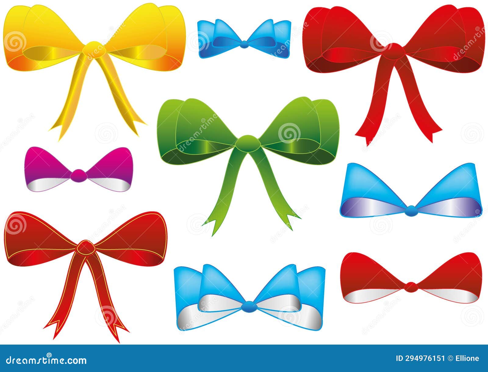 Vector Set of Colorful Bows with Shiny Ribbons. Stock Illustration ...