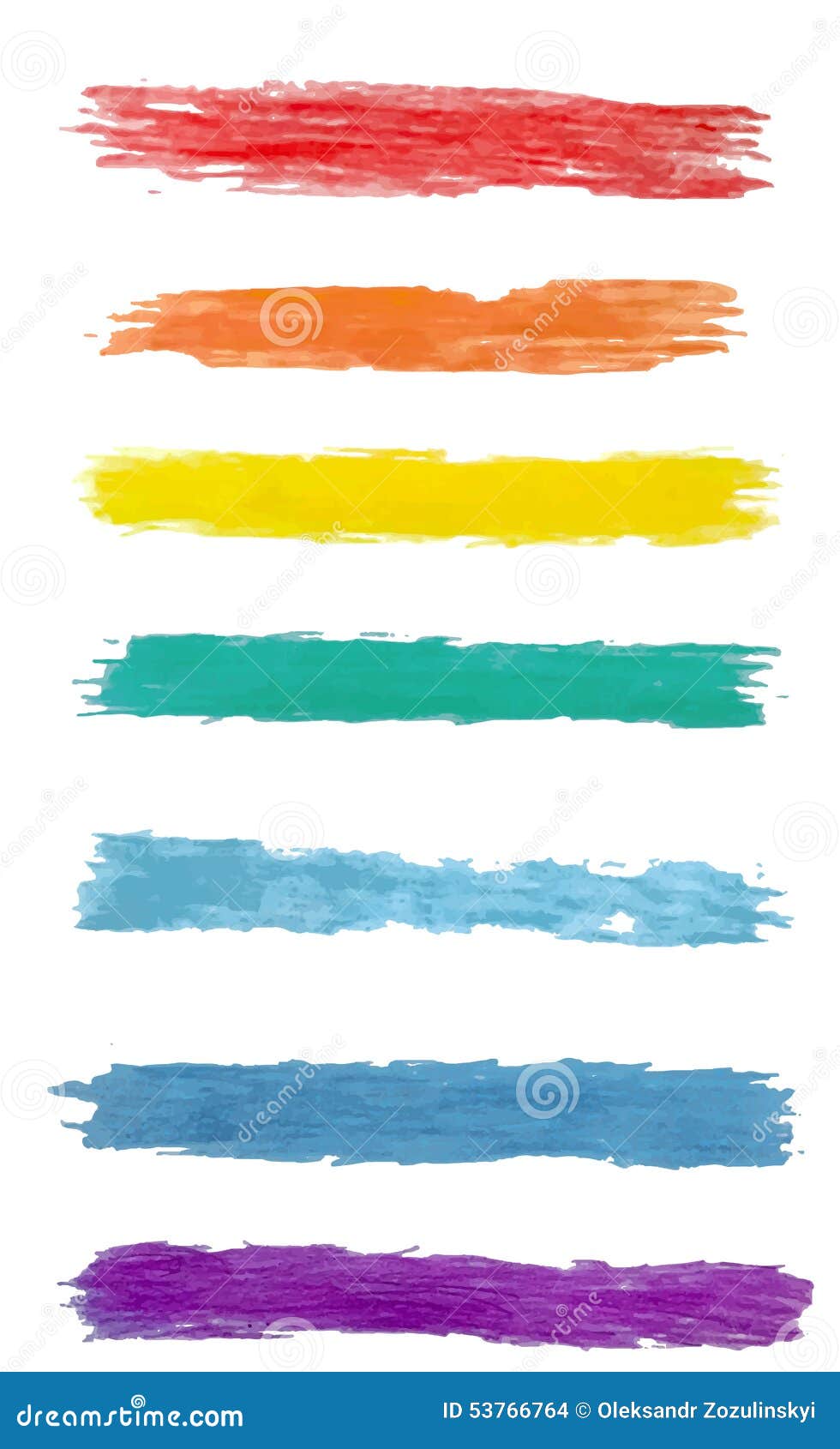 Vector Set of Colorful Brush Strokes Stock Vector - Illustration of ...