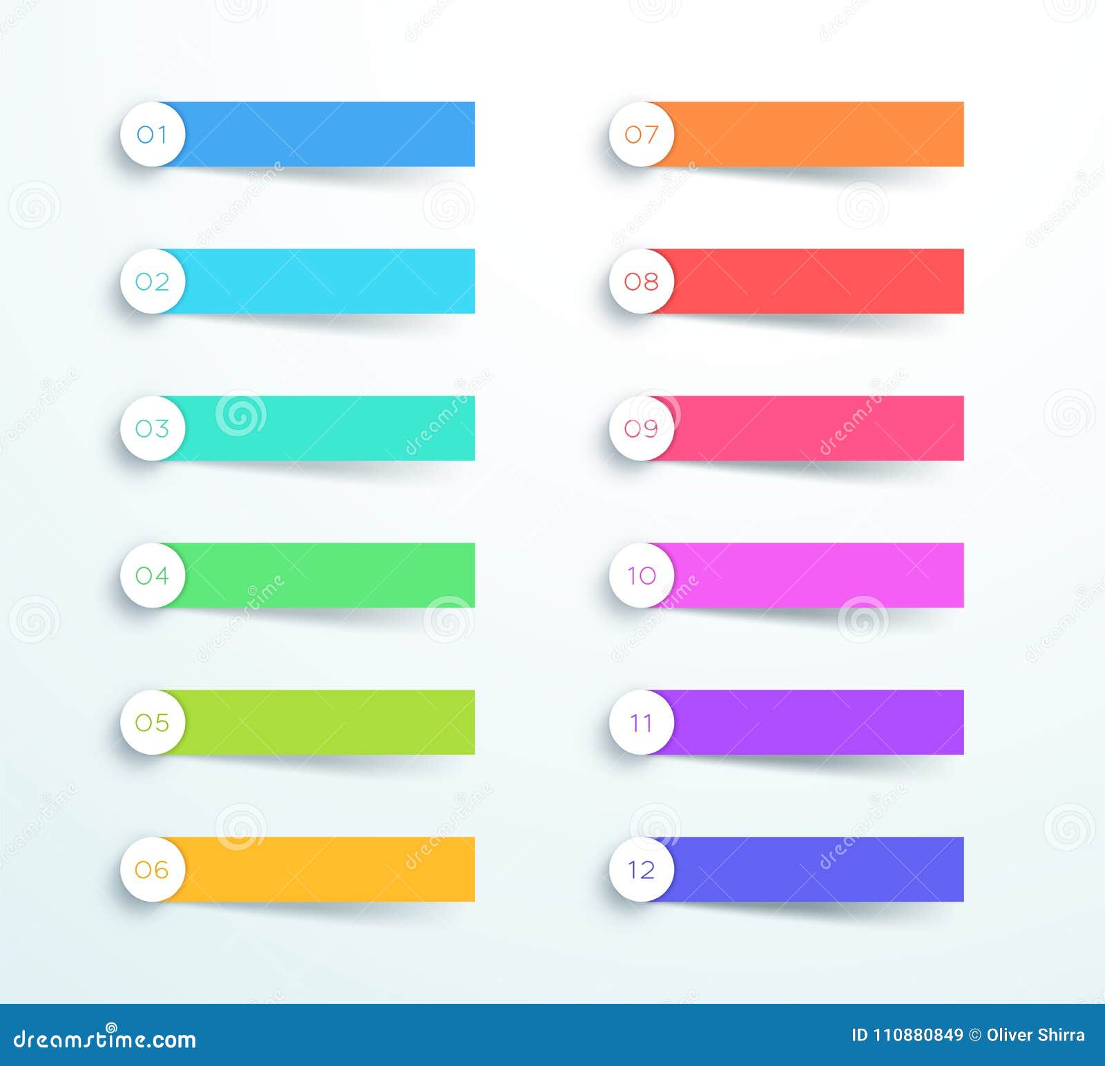Vector Colorful Banner Elements Number 1 To 12 Stock Vector ...