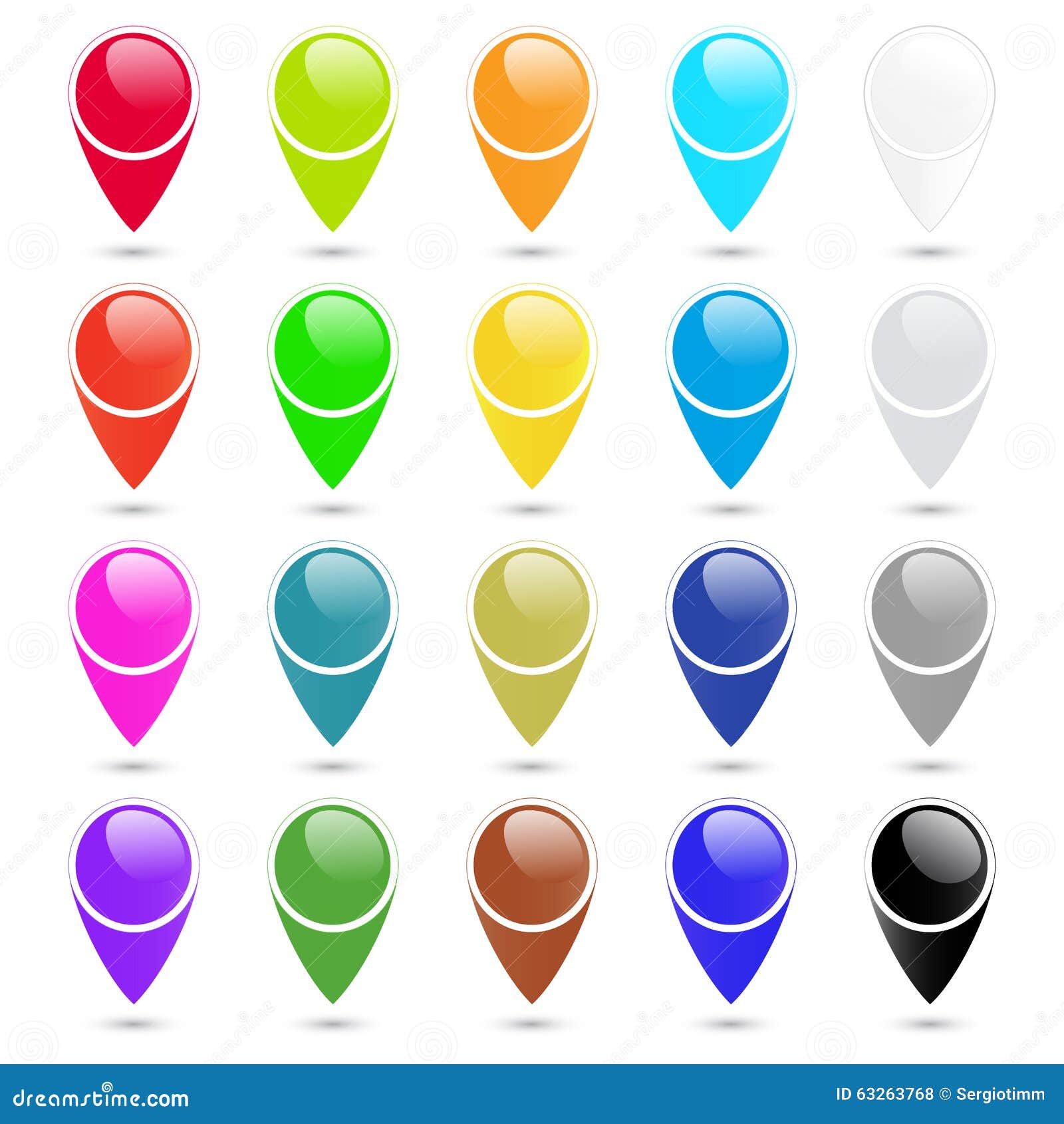 Vector Set of Colorful Empty Blank Labels To Indicate on the Map Stock ...