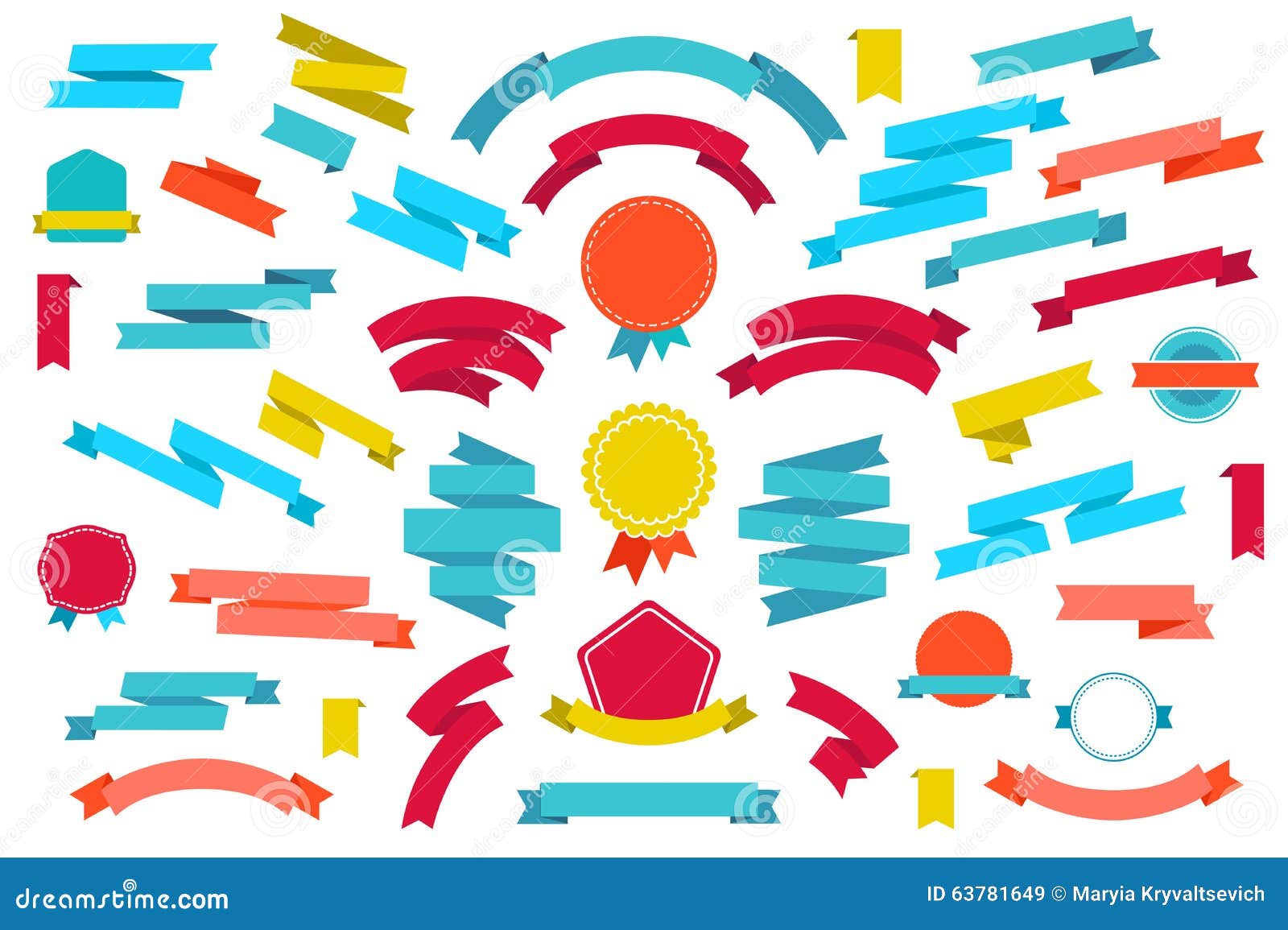 Vector Set of Colorful Empty Retro Ribbons and Stock Vector ...