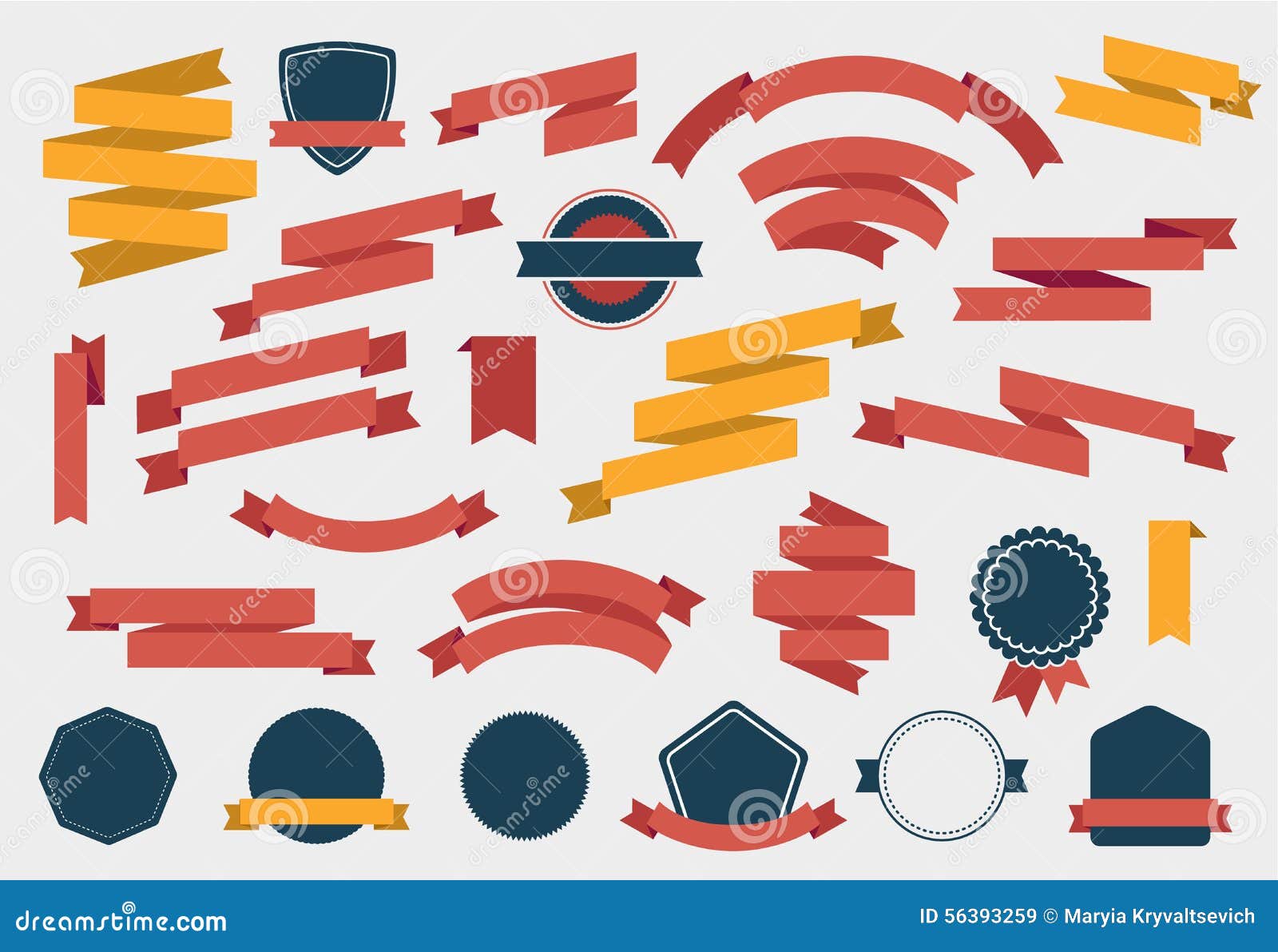 Vector Set of Colorful Empty Retro Ribbons Stock Vector - Illustration ...