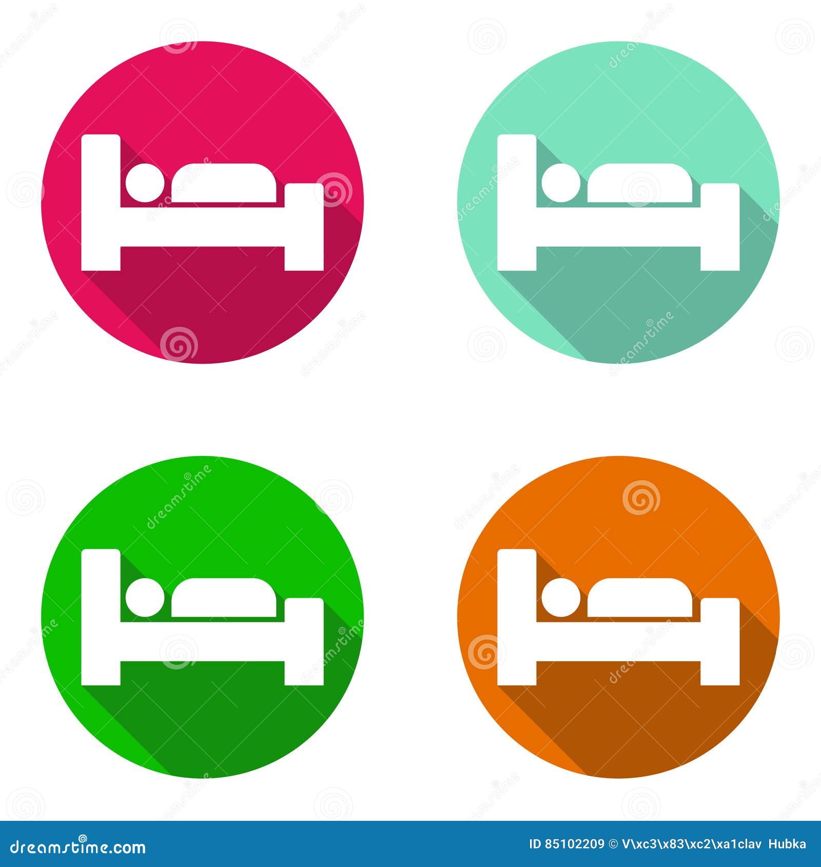 Vector Set Colorful Flat Icons Bed Stock Illustration - Illustration of ...