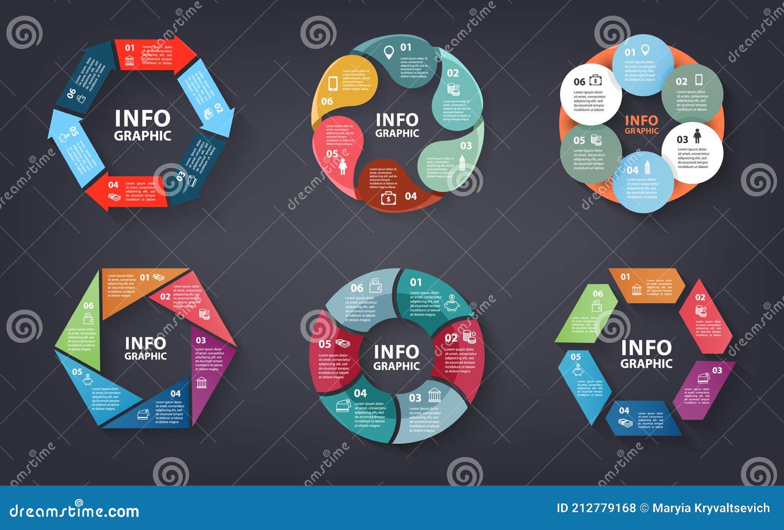 Vector Set of Colorful Loop, Circle, Step by Step Infographic. Template ...