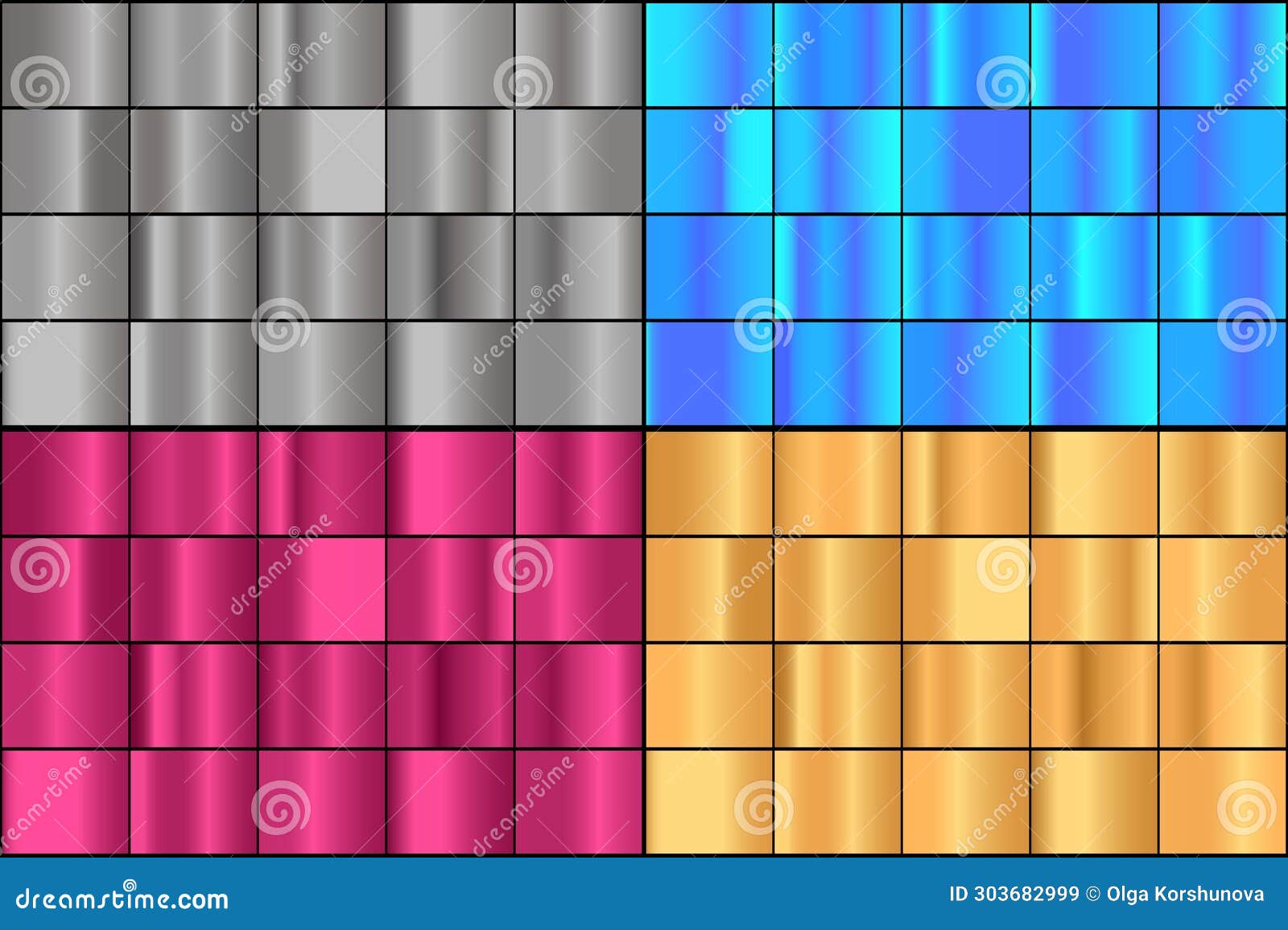 Vector Set of Colorful Metal Gradients. Stock Illustration ...