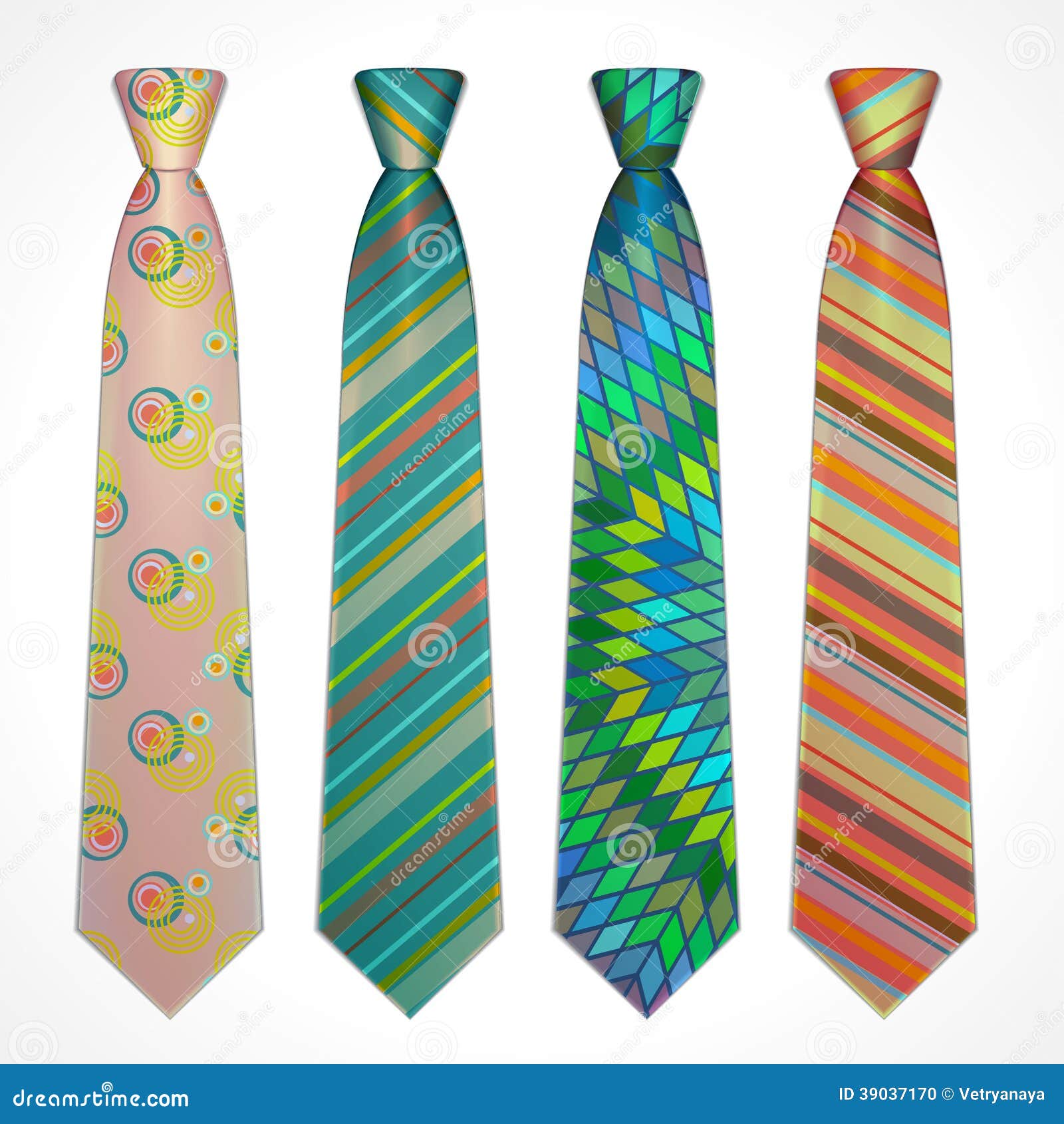 Vector Set of Colorful Neckties Stock Illustration - Illustration of ...