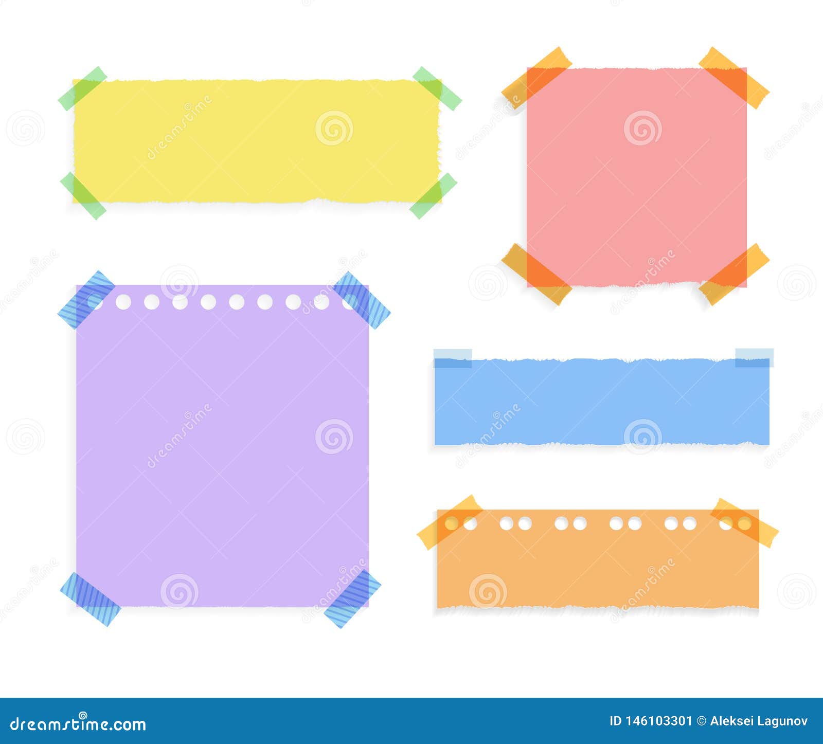 Vector Set of Colorful Paper Pieces, Isolated Blank Frames Collection ...