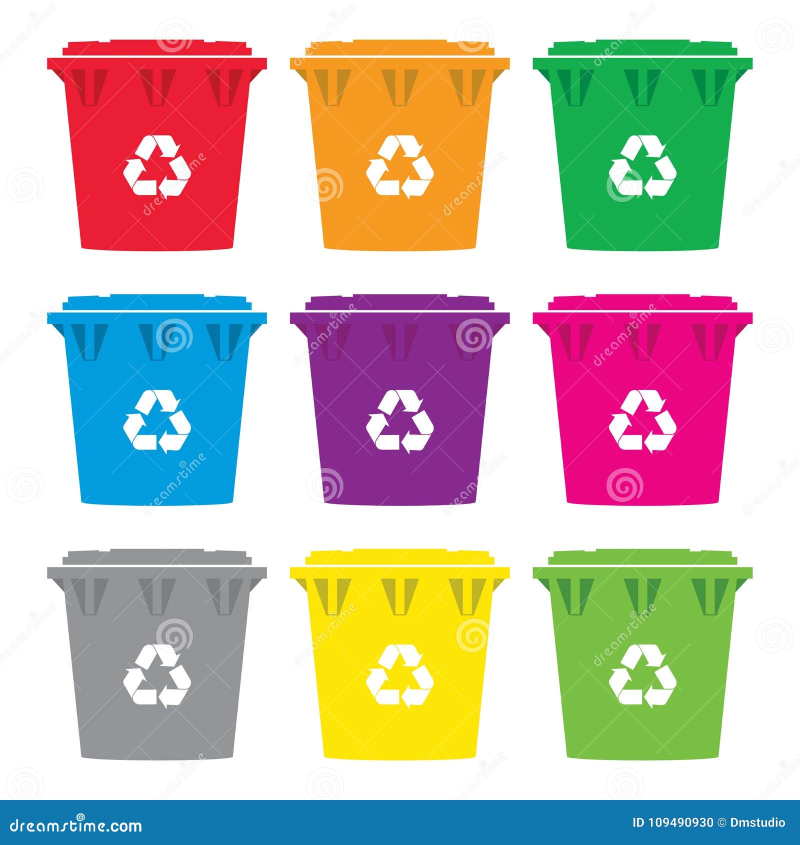 Vector Set of Colorful Recycling Wheelie Bin Icons Stock Vector ... Vector Set of Colorful Recycling Wheelie Bin Icons Stock Vector ...