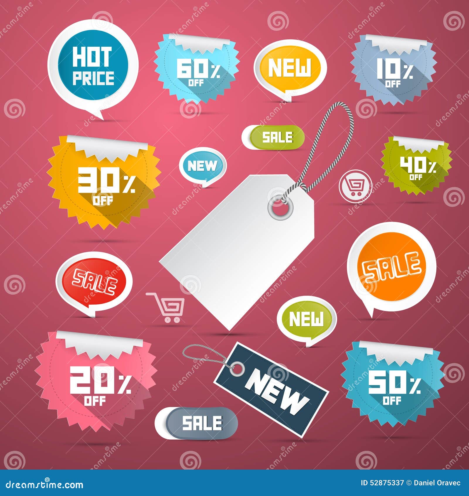 Vector Set of Colorful Retro Paper Discount Labels Stock Vector ...