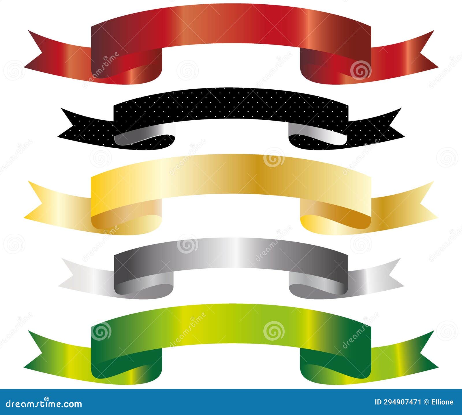 Vector Set of Colorful Banners with Shiny Ribbons. Stock Illustration ...
