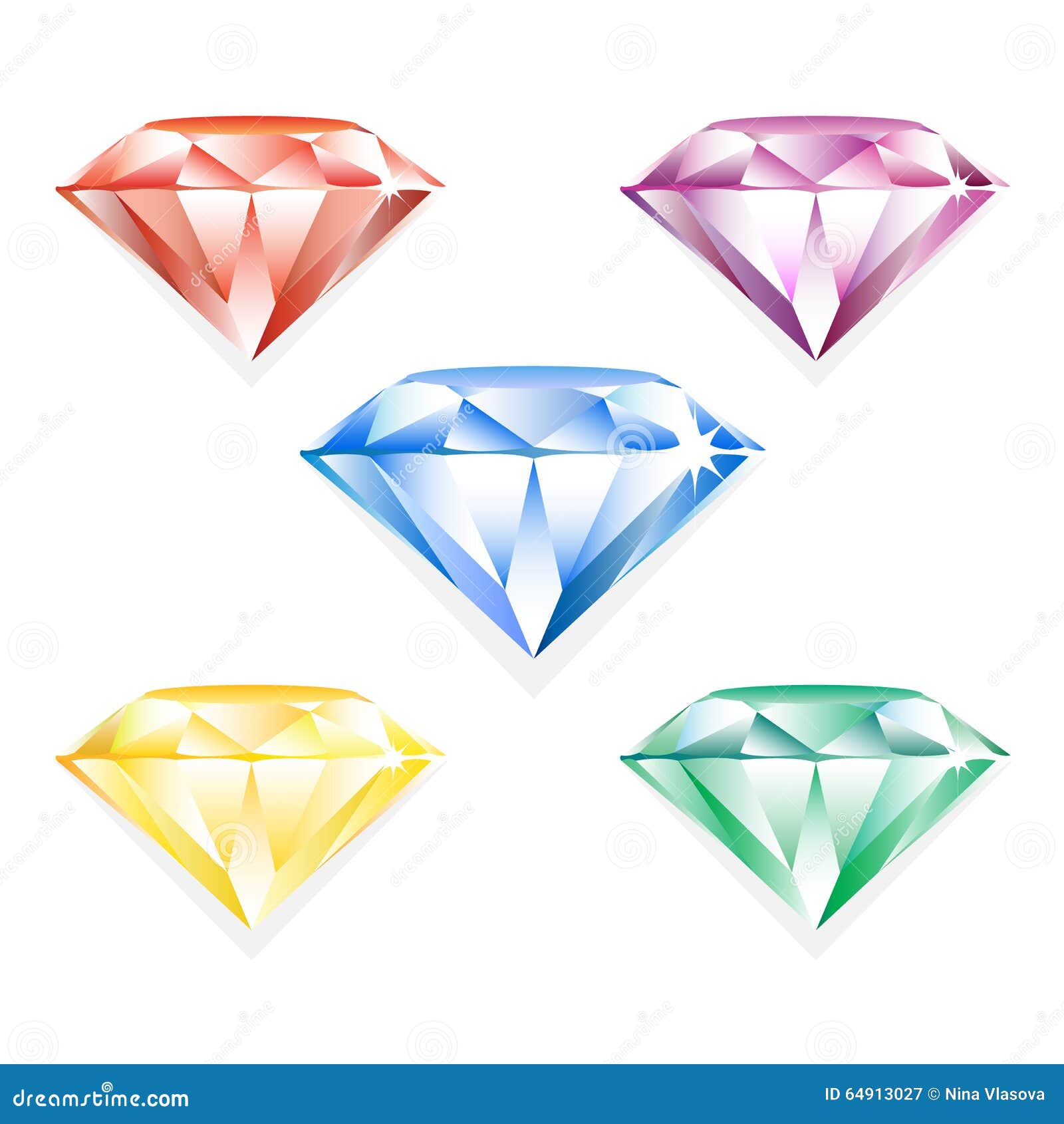 Vector Set of Colorful Shiny Jewels. Stock Illustration - Illustration ...