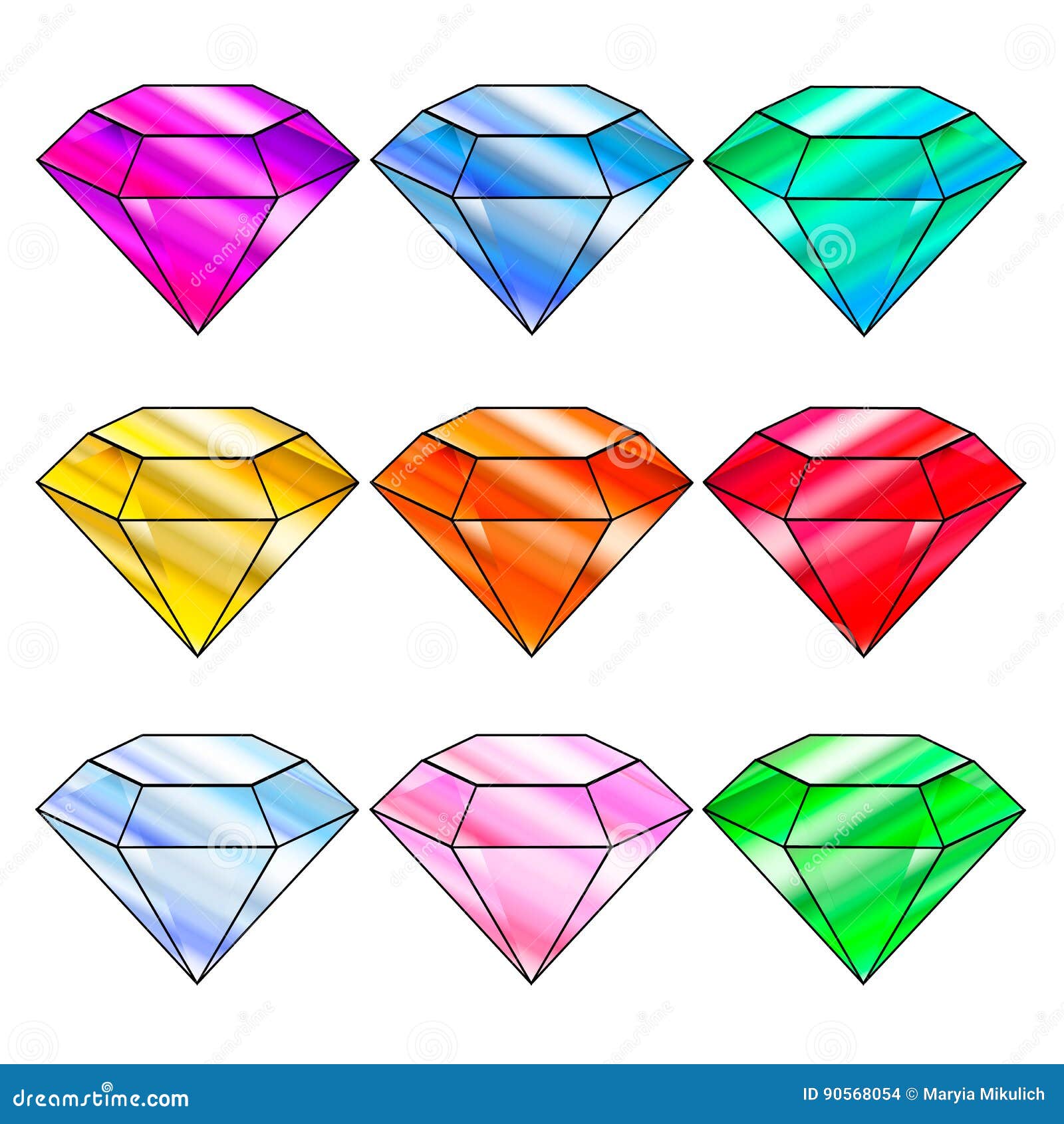 Vector Set of Colorful Shiny Jewels. Stock Vector - Illustration of ...