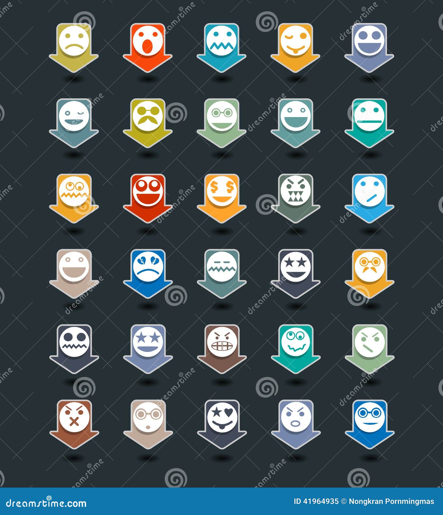Vector Set of Colour Smiley Icons Stock Vector - Illustration of symbol ...