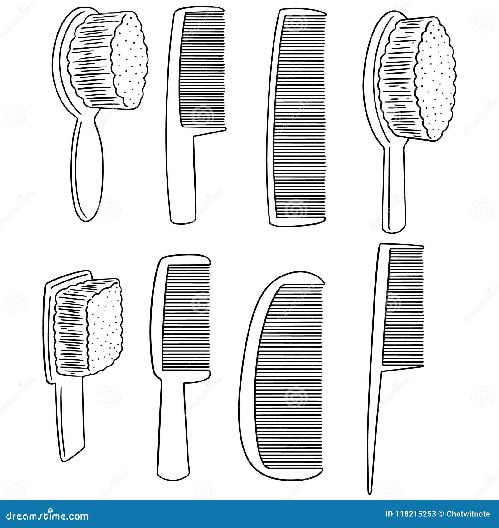 Vector set of comb stock vector. Illustration of icon - 118215253