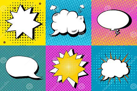 Vector Set of Comic Speech Bubbles in Pop Art Style. Design Elements ...