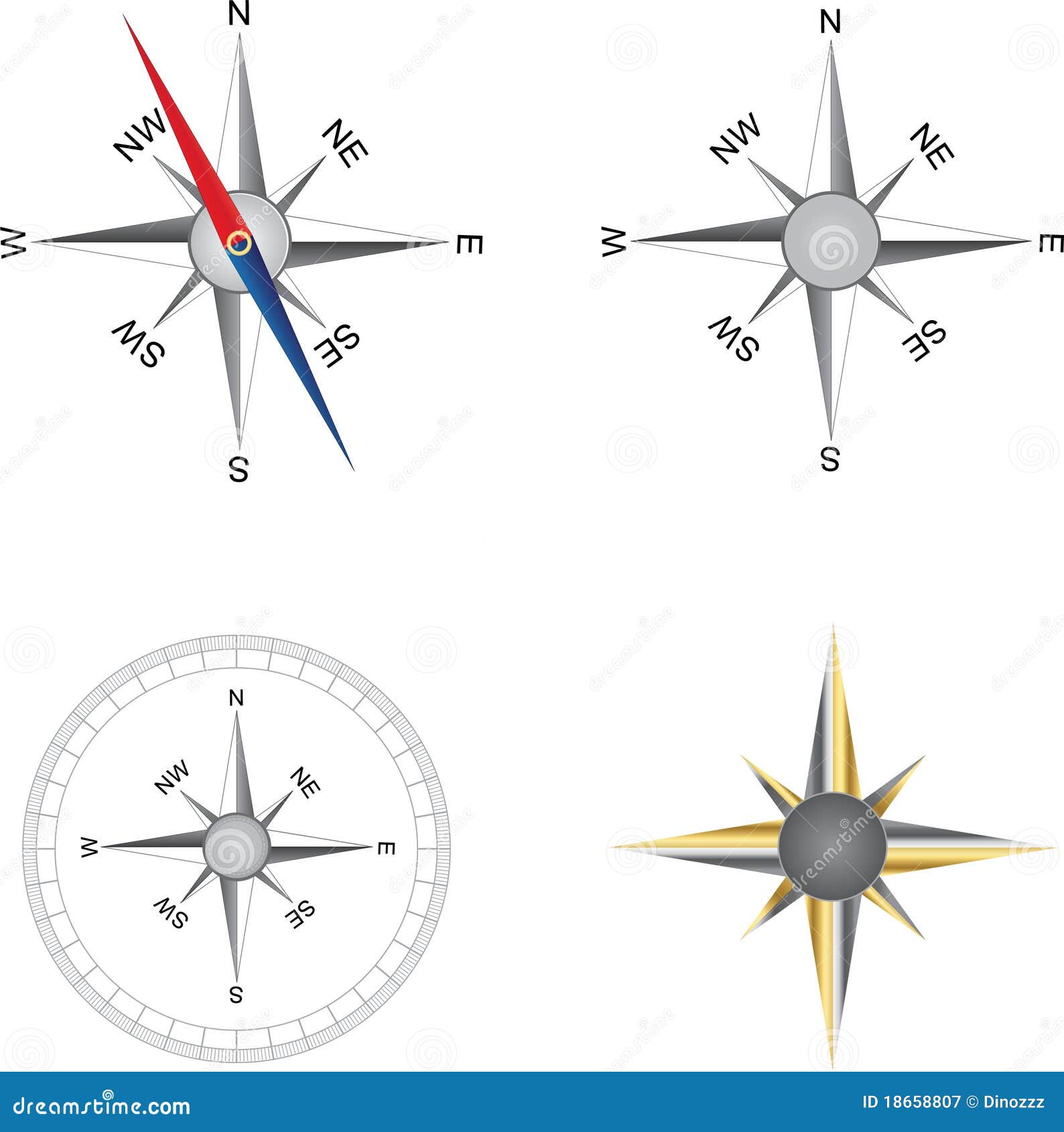 Vector Set of Compass Elements Stock Vector - Illustration of ...
