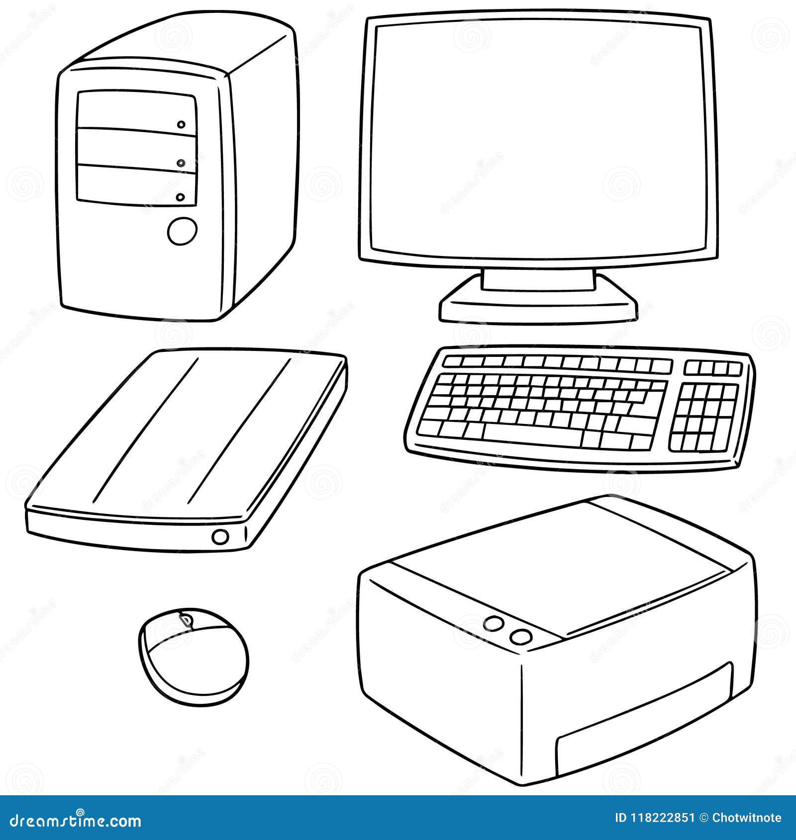 Vector Set of Computer Equipment Stock Vector - Illustration of graphic ...