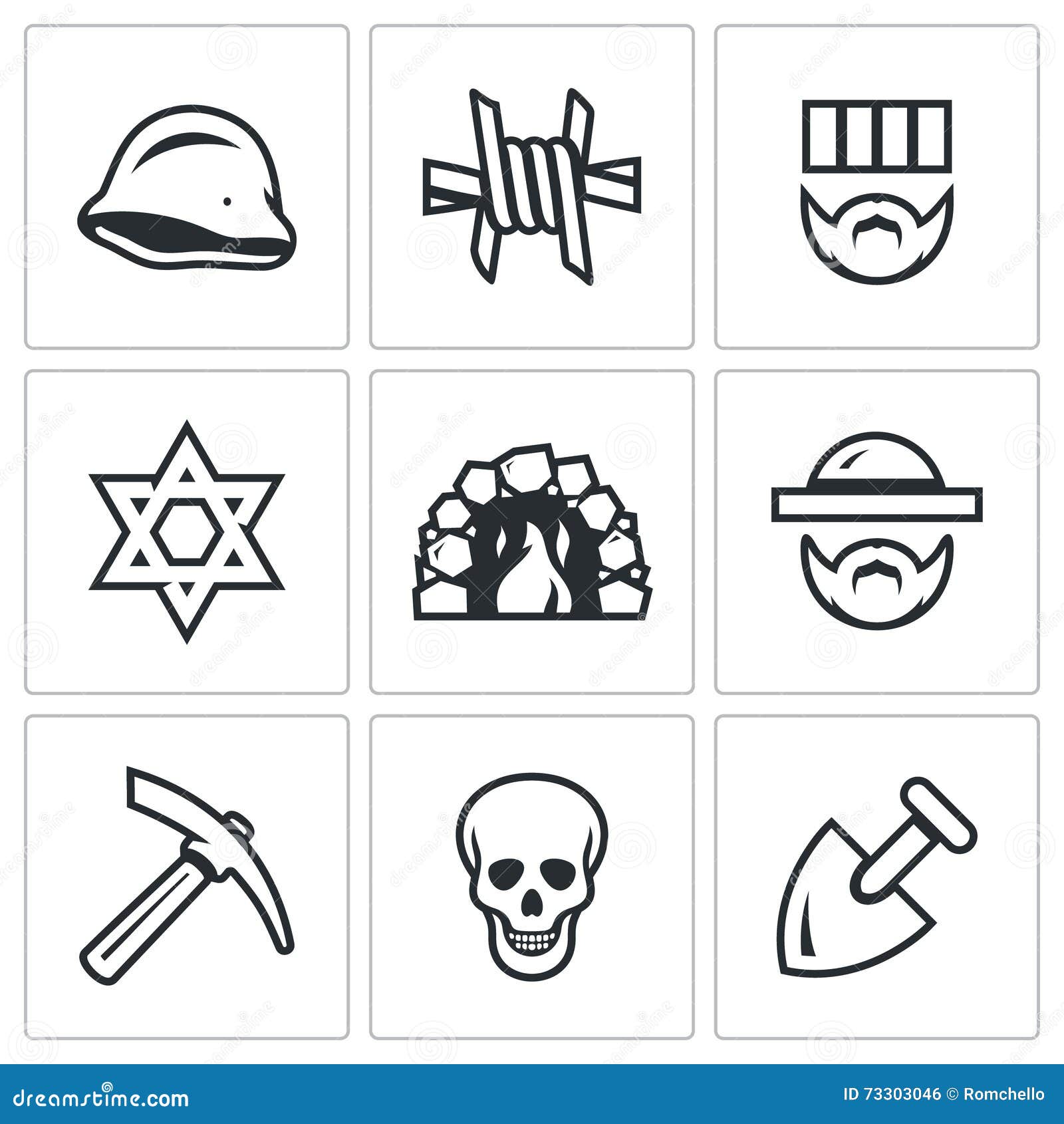 Vector Set of Concentration Camp Icons. Stock Vector - Illustration of ...