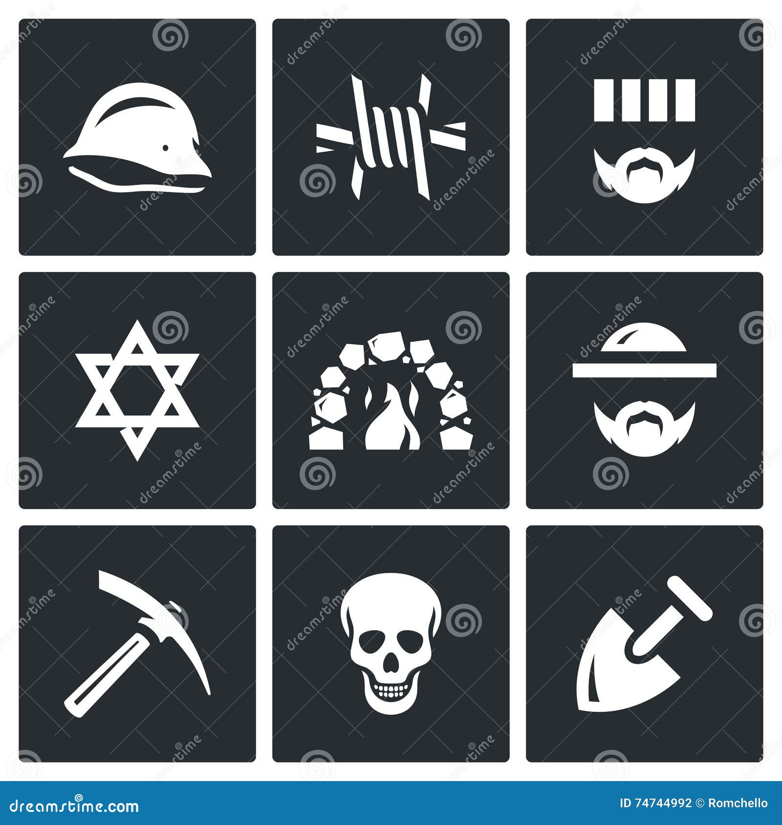 Vector Set of Concentration Camp Icons Stock Vector - Illustration of ...
