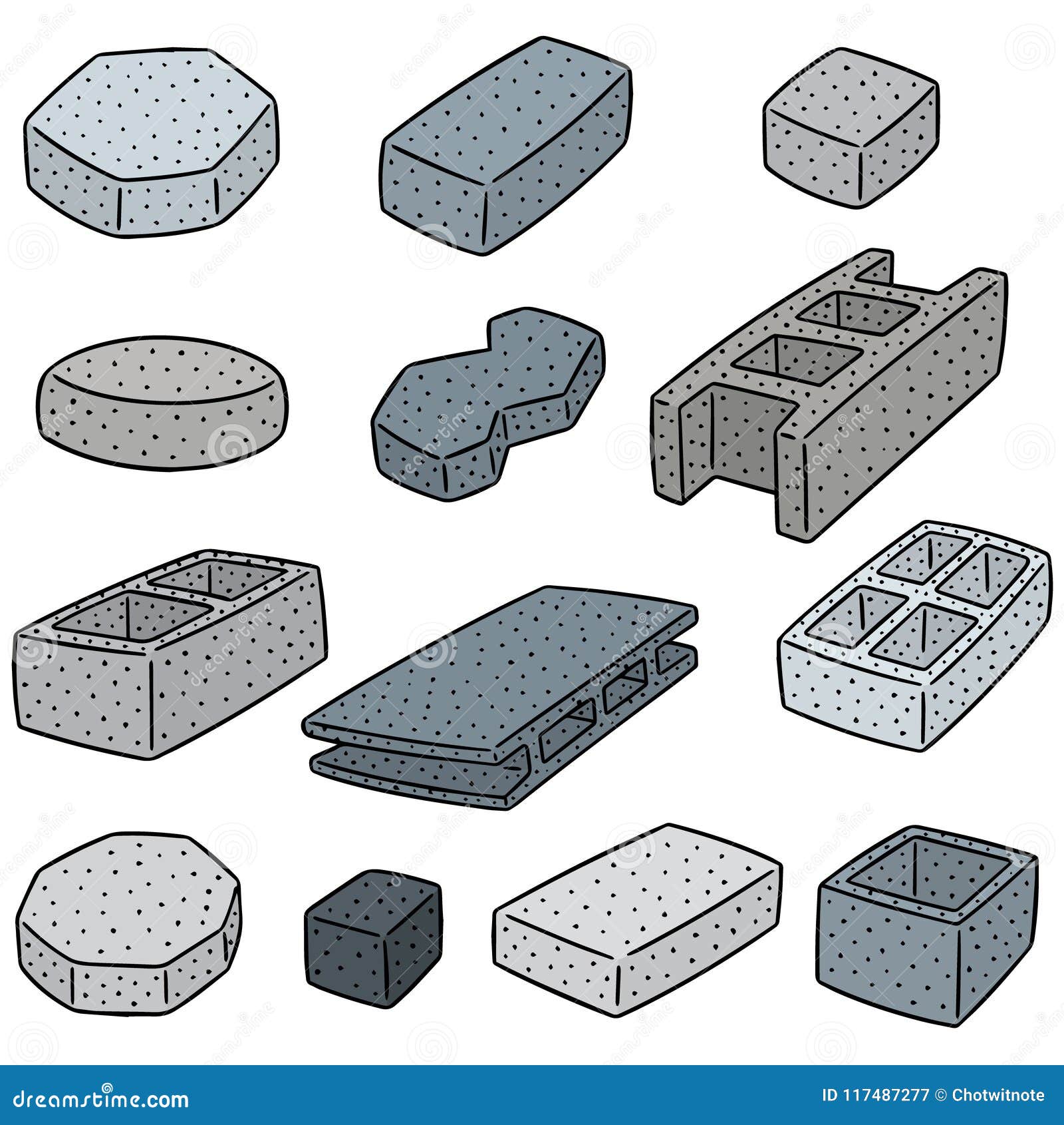 Vector Set of Concrete Construction Block Stock Vector - Illustration ...