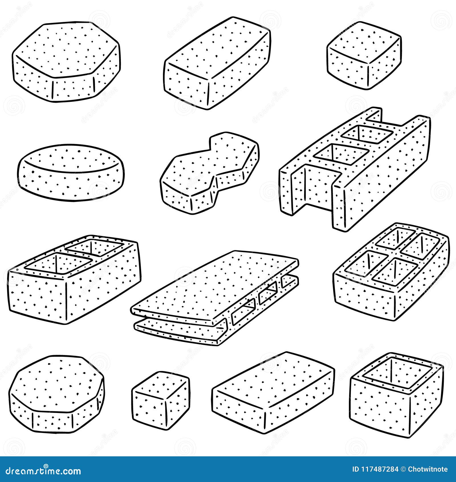 Vector Set of Concrete Construction Block Stock Vector - Illustration ...