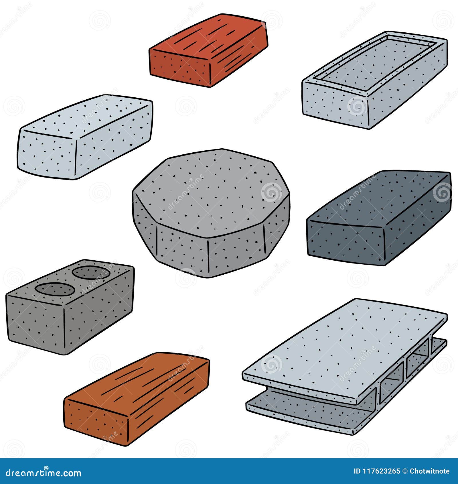 Vector Set of Concrete Construction Block Stock Vector - Illustration ...