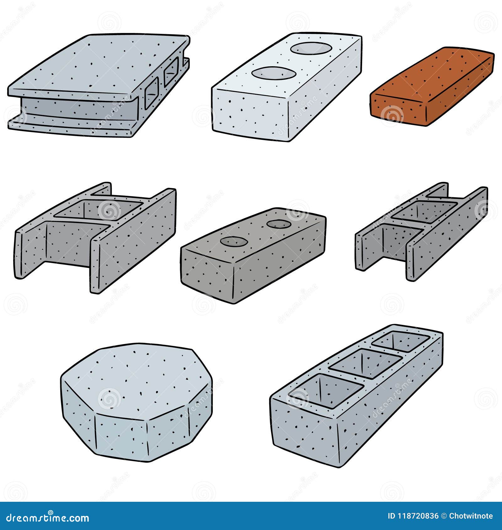 Vector Set of Concrete Construction Block Stock Vector - Illustration ...