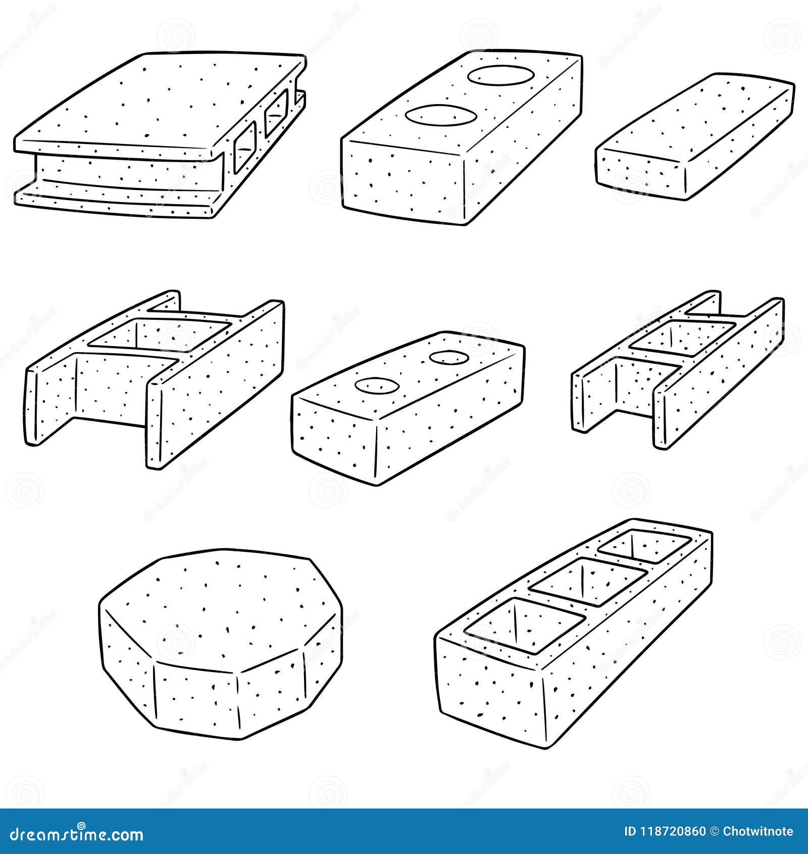 Vector Set of Concrete Construction Block Stock Vector - Illustration ...