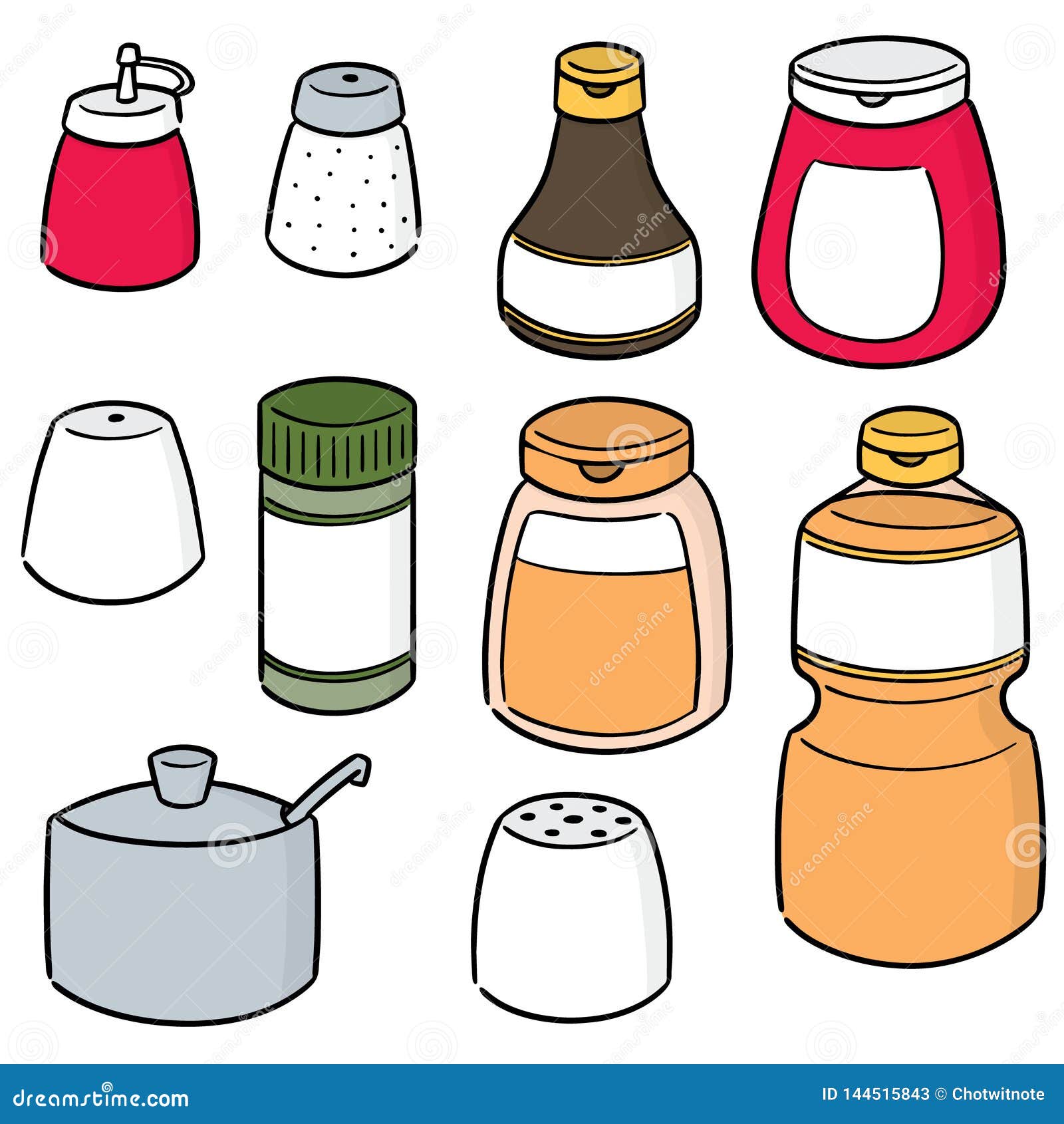 Vector Set of Condiment Bottles Stock Vector - Illustration of bottles ...