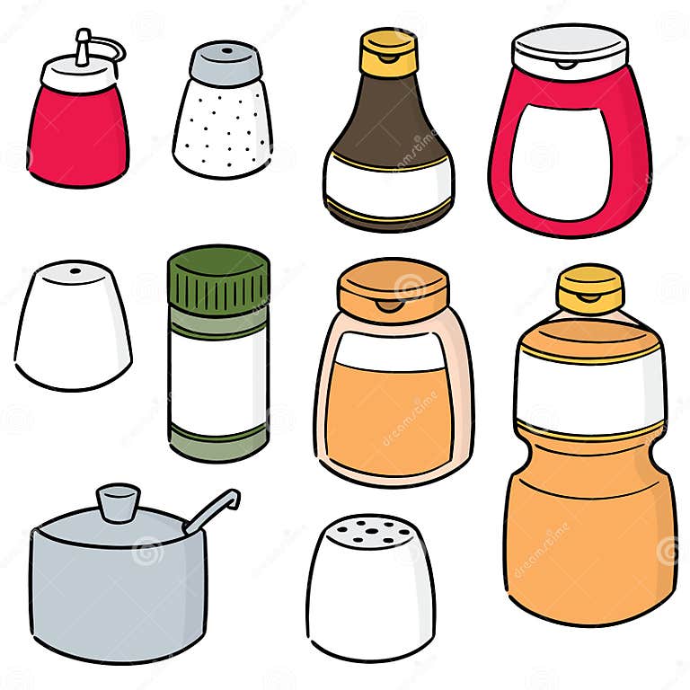 Vector Set of Condiment Bottles Stock Vector - Illustration of bottles ...