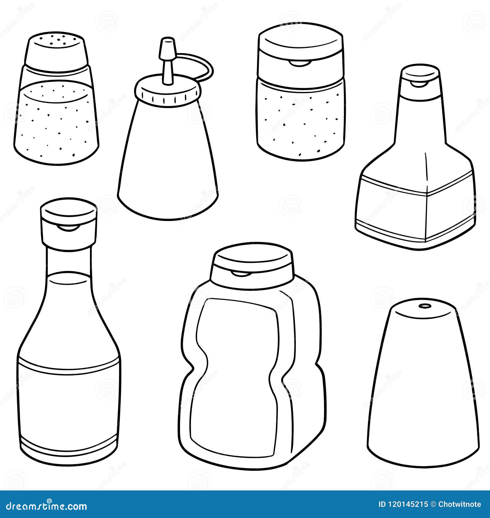 Vector Set of Condiment Bottles Stock Vector - Illustration of culinary ...