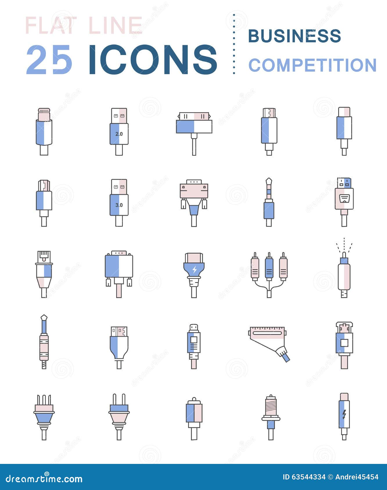 Vector Set Connectors for PC and Mobile Devices Stock Illustration ...