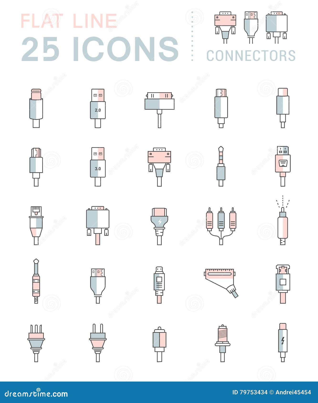 Vector Set Connectors for PC and Mobile Devices Stock Illustration ...