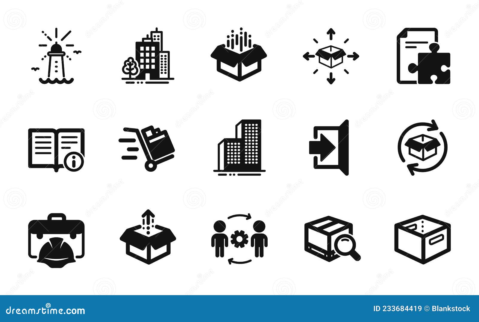 Vector Set of Construction Toolbox, Buildings and Return Parcel Icons ...