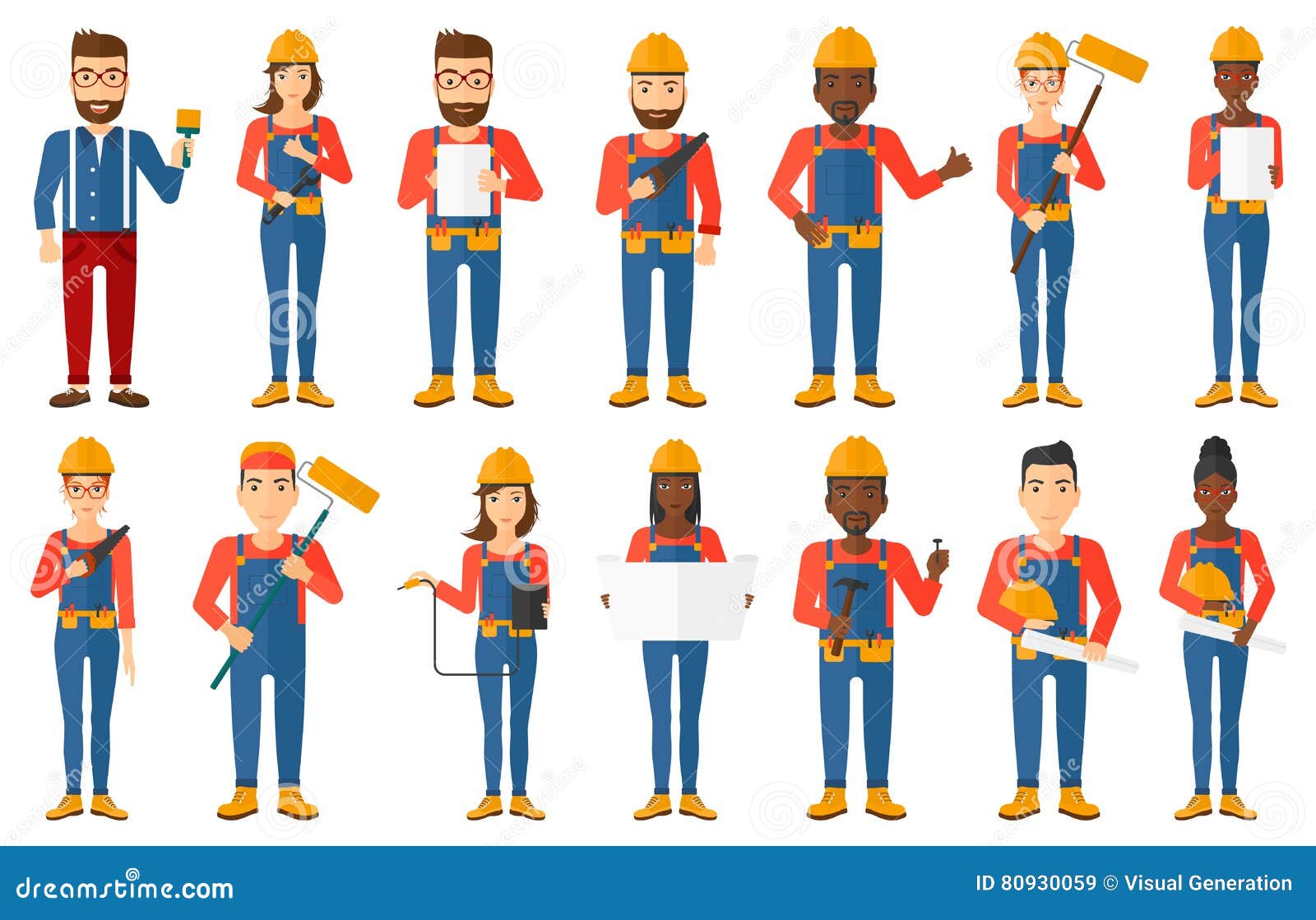 Vector Set of Constructors and Builders Characters Stock Vector ...