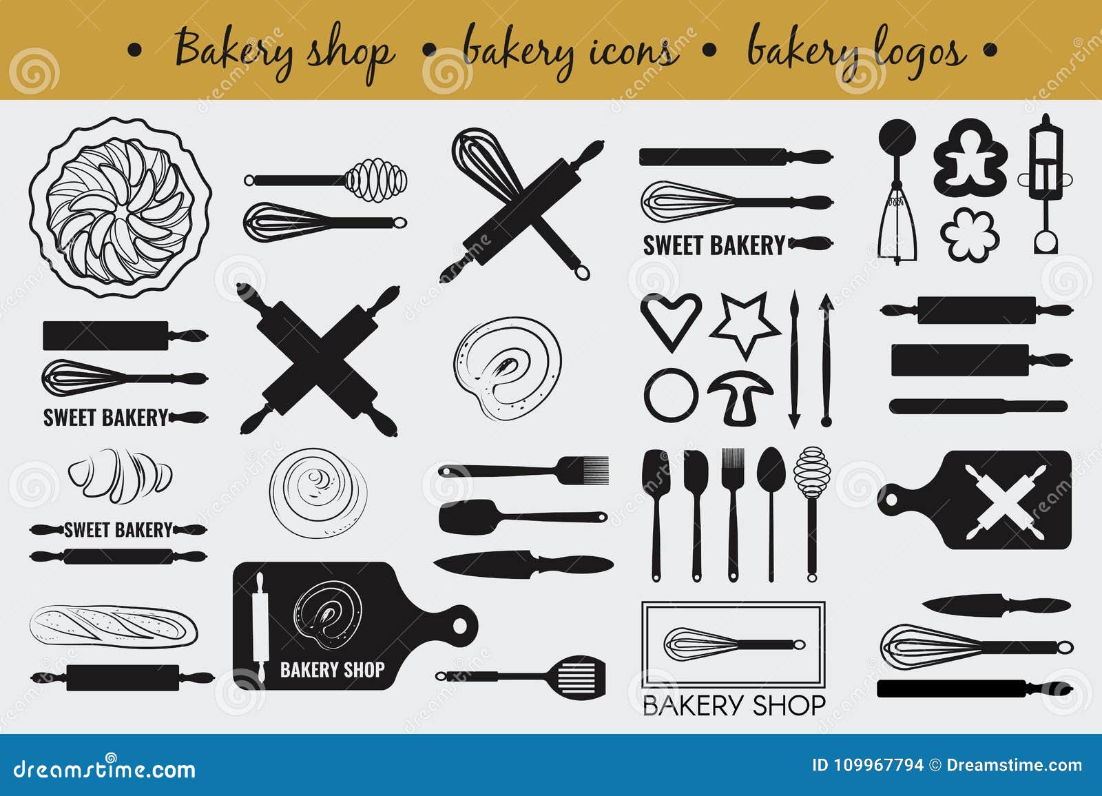 Vector Set with Cooking Elements Stock Illustration - Illustration of ...