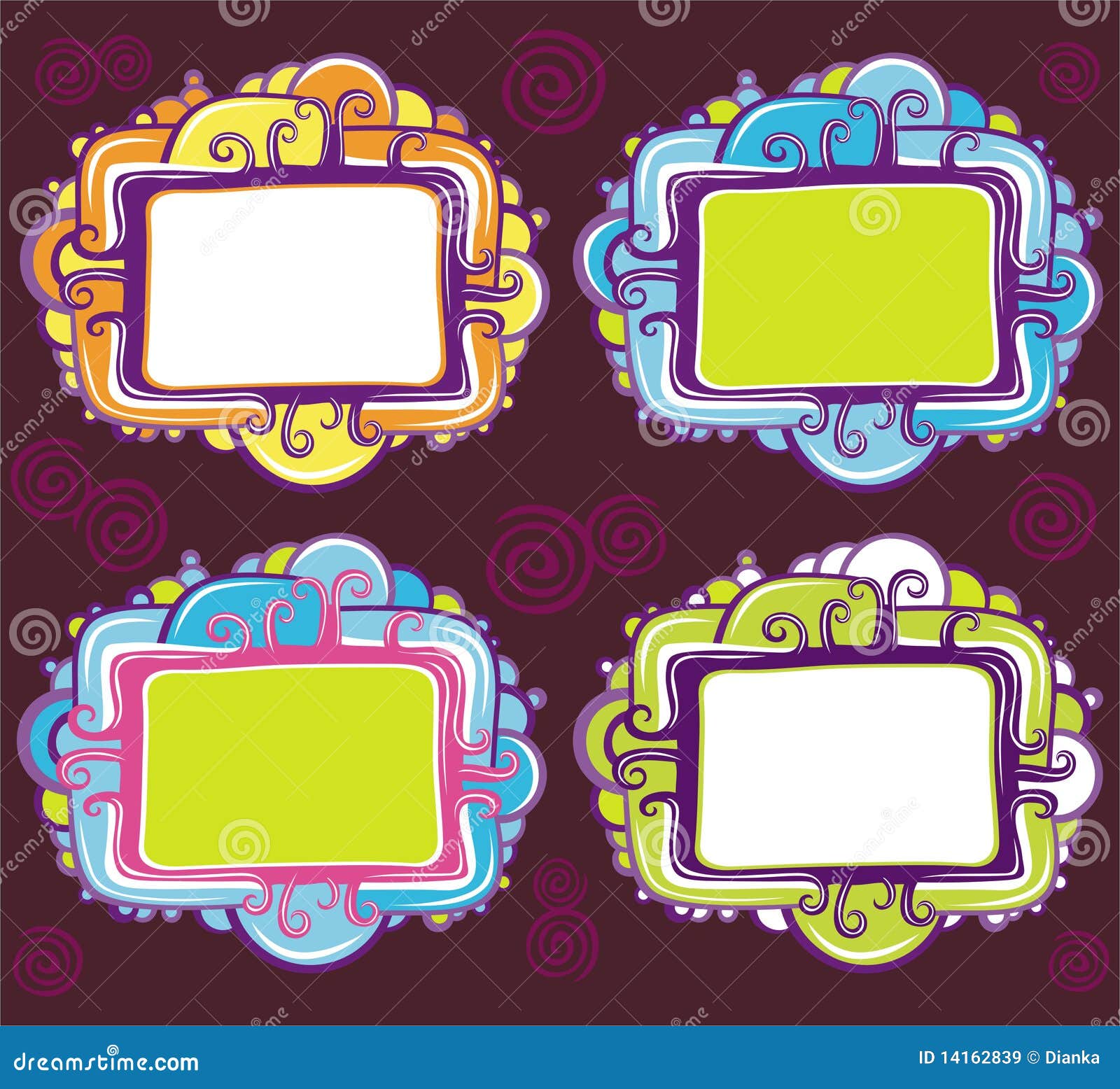 Vector Set of Cool Design Retro Frames Stock Vector - Illustration of ...