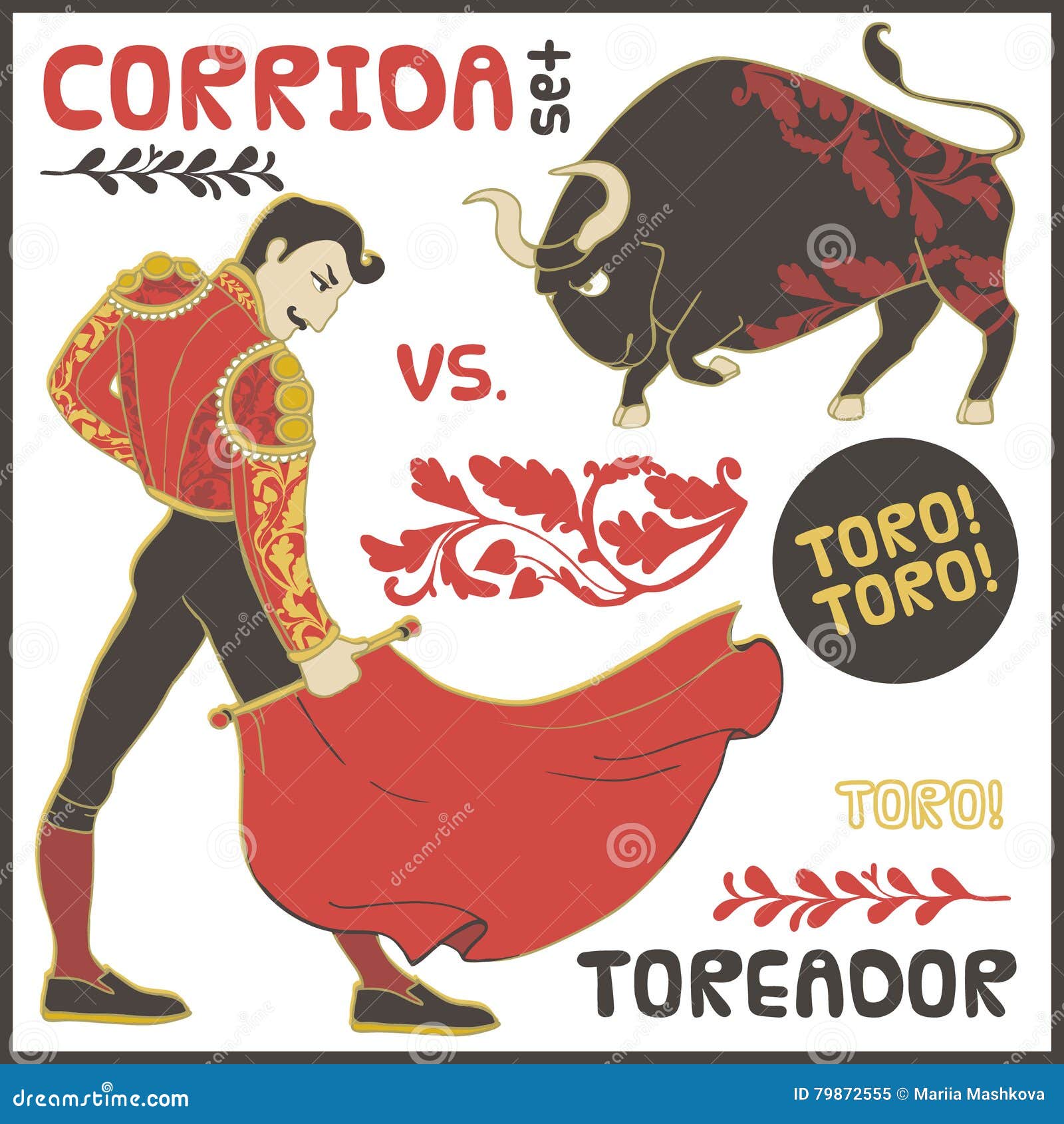 Vector set. Corrida. stock vector. Illustration of matador - 79872555