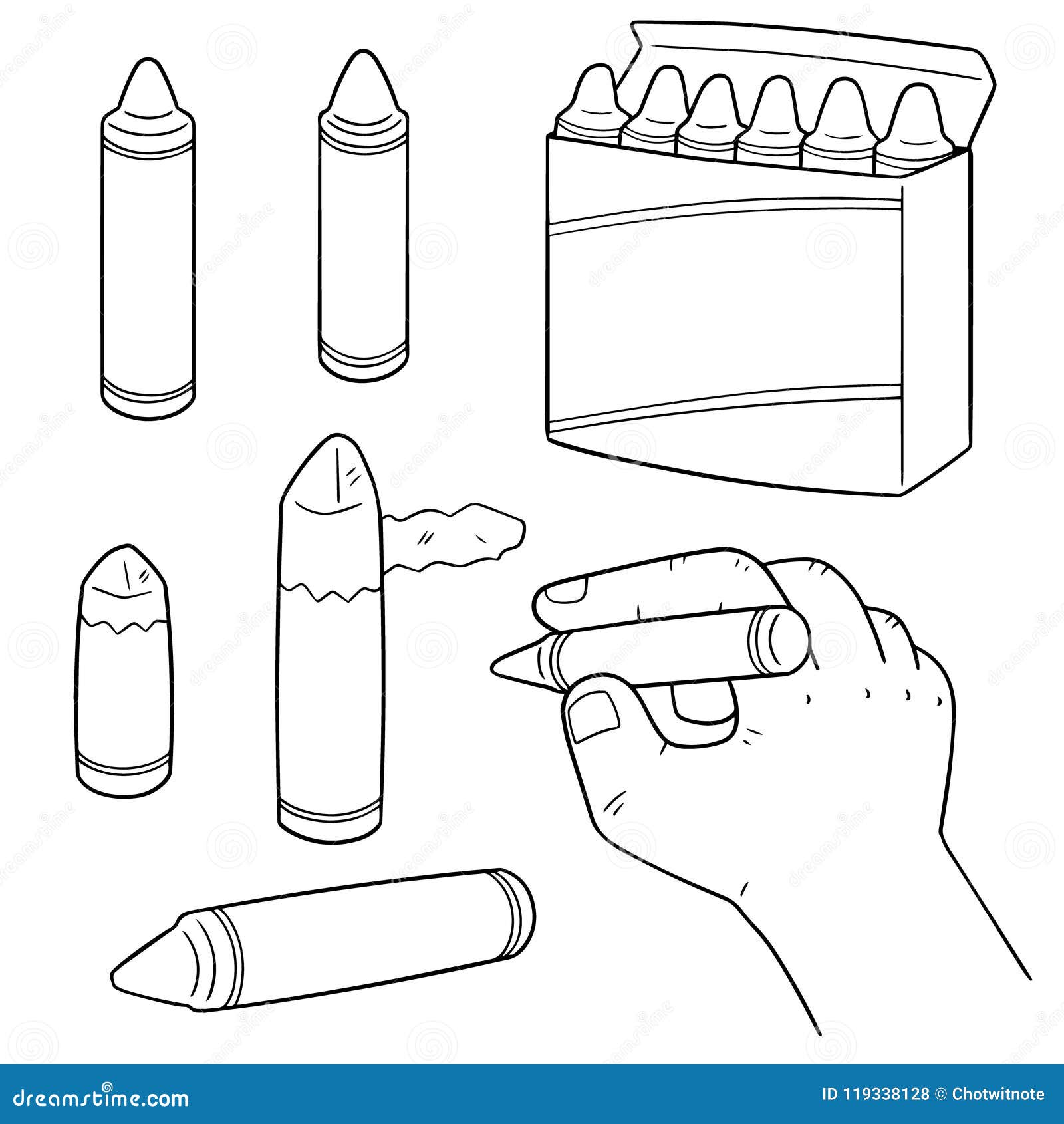 Vector set of crayons stock vector. Illustration of doodle - 119338128