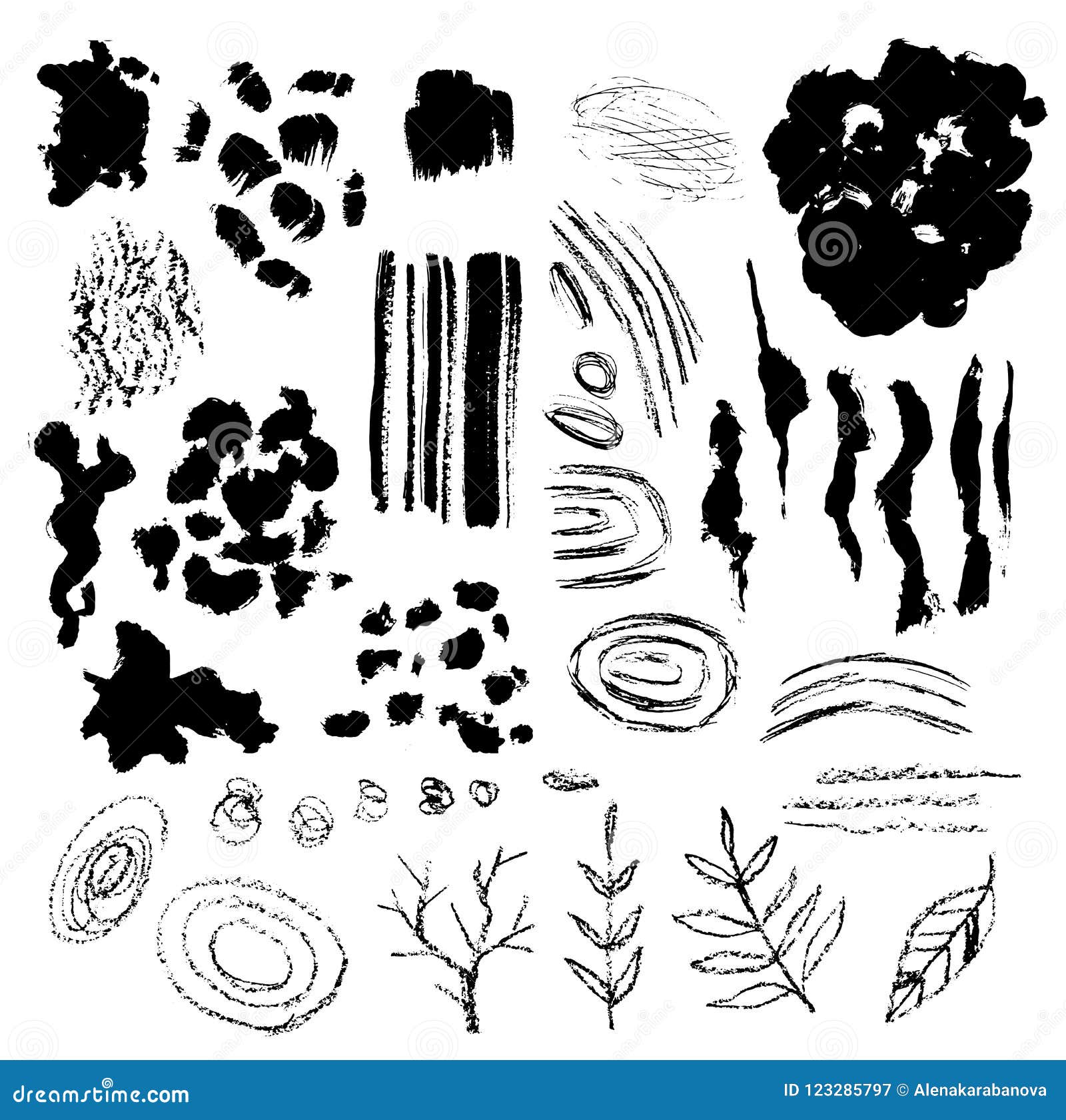 Vector Set of Creative Textures. Collection of Ink Splashes, Spots and ...