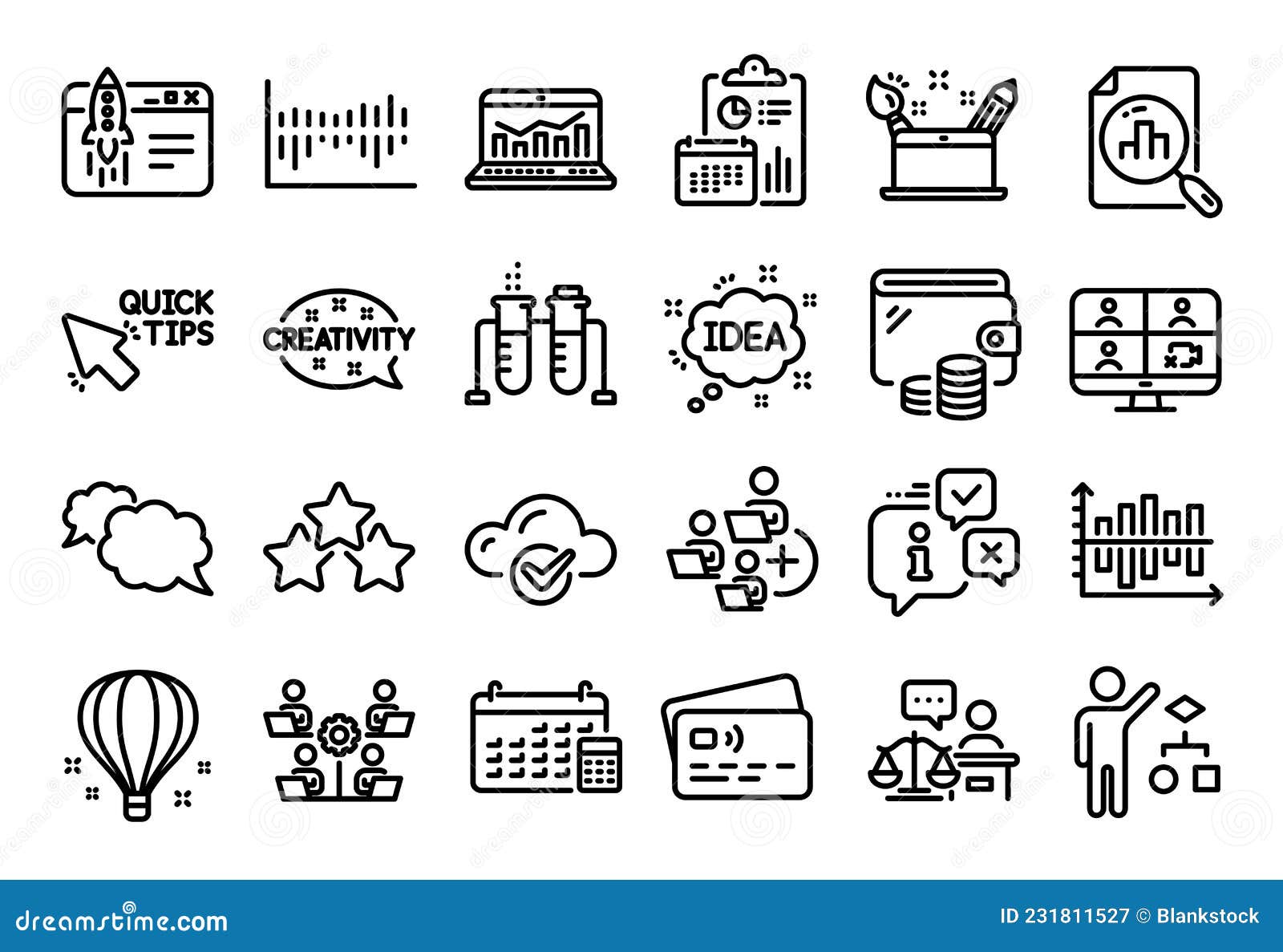 Vector Set of Creativity, Algorithm and Messenger Line Icons Set ...
