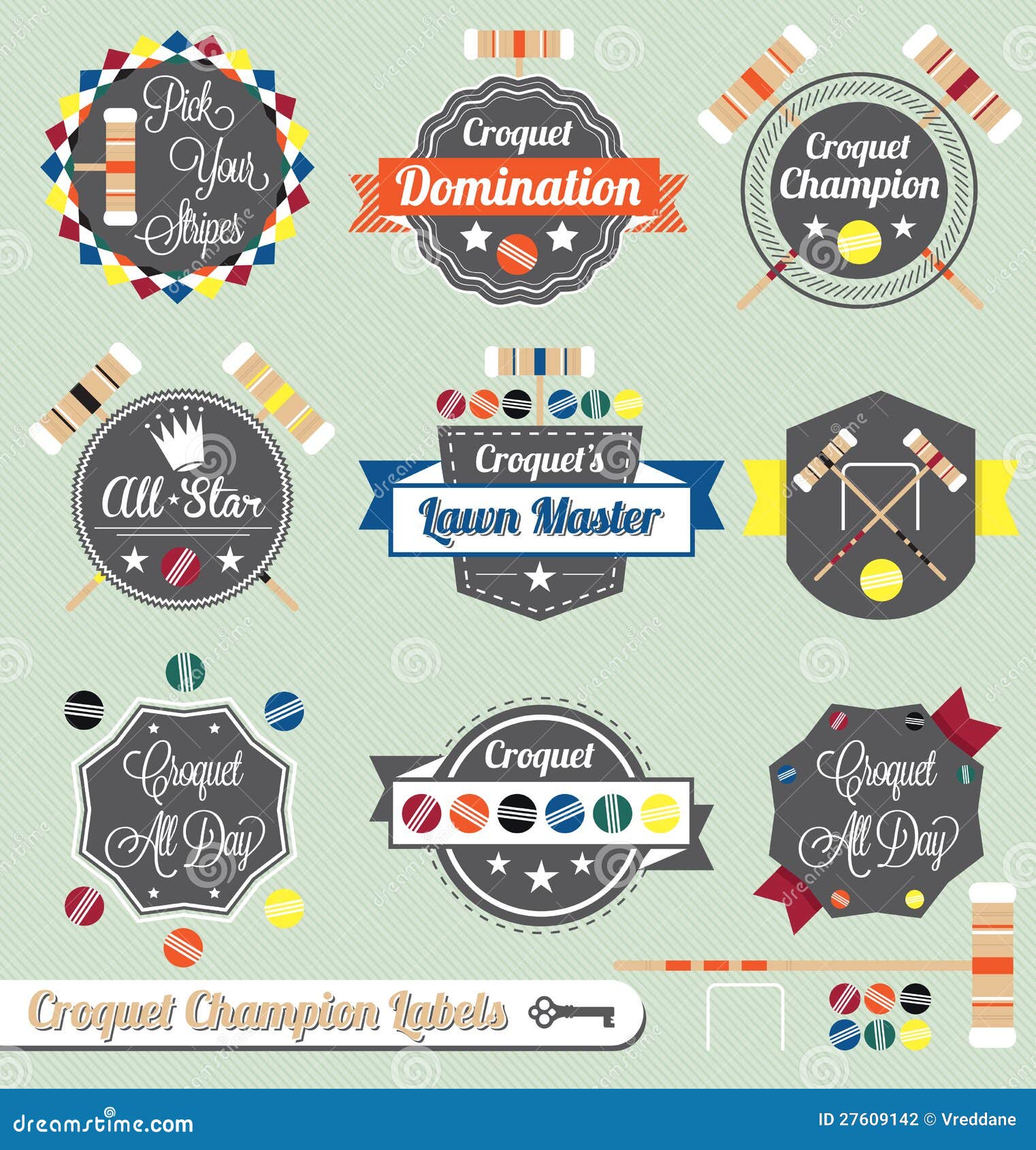 Vector Set: Croquet Champion Labels and Icons Stock Vector ...