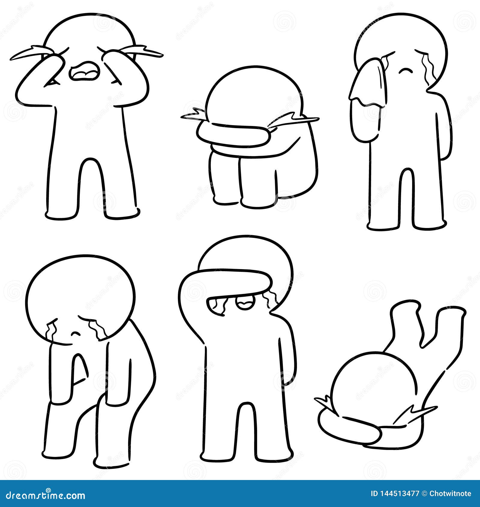 Crying People Character Weeping And Sobbing From Sorrow And Grief ...