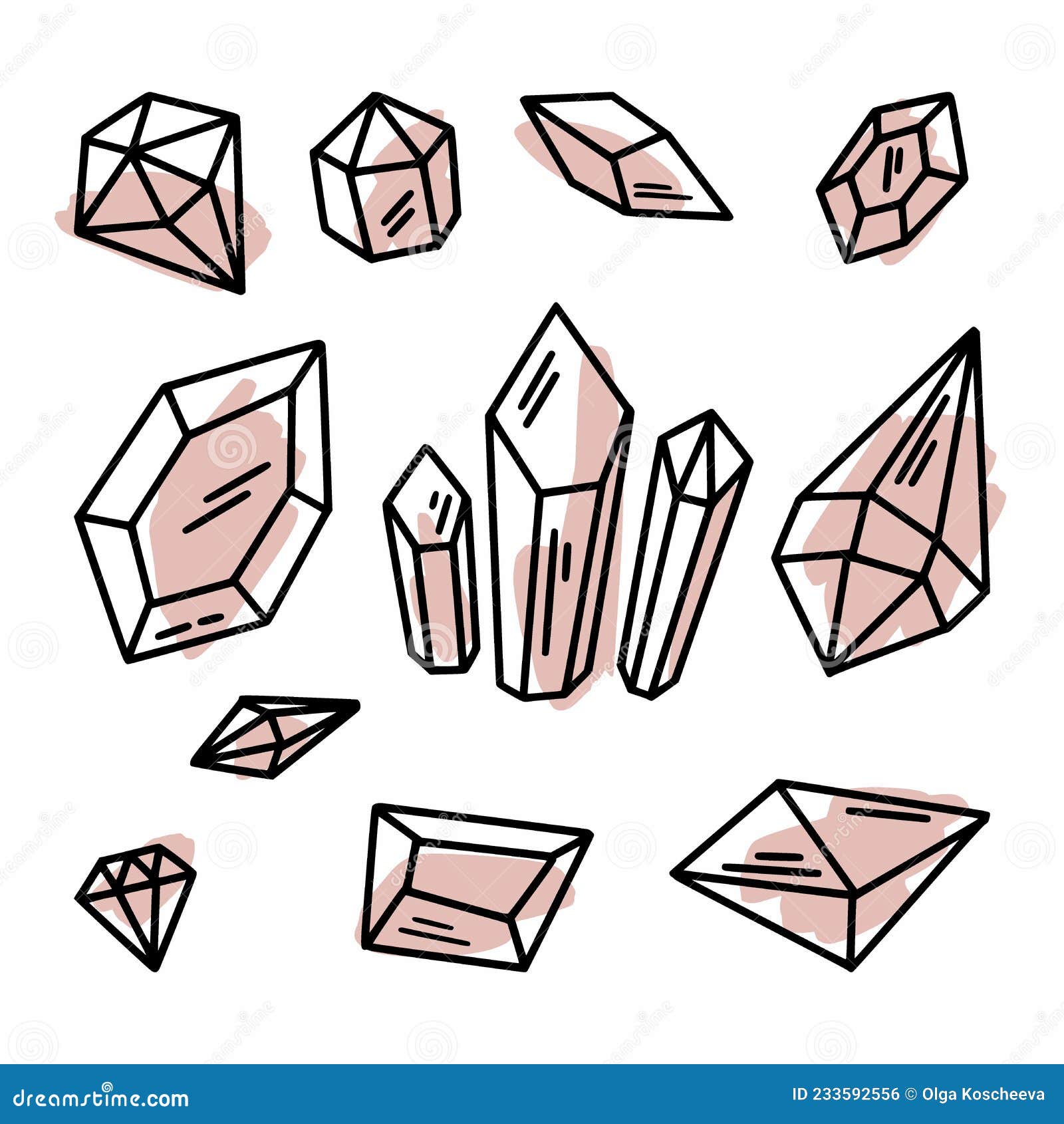 Vector Set of Crystals and Precious Stones Stock Vector - Illustration ...